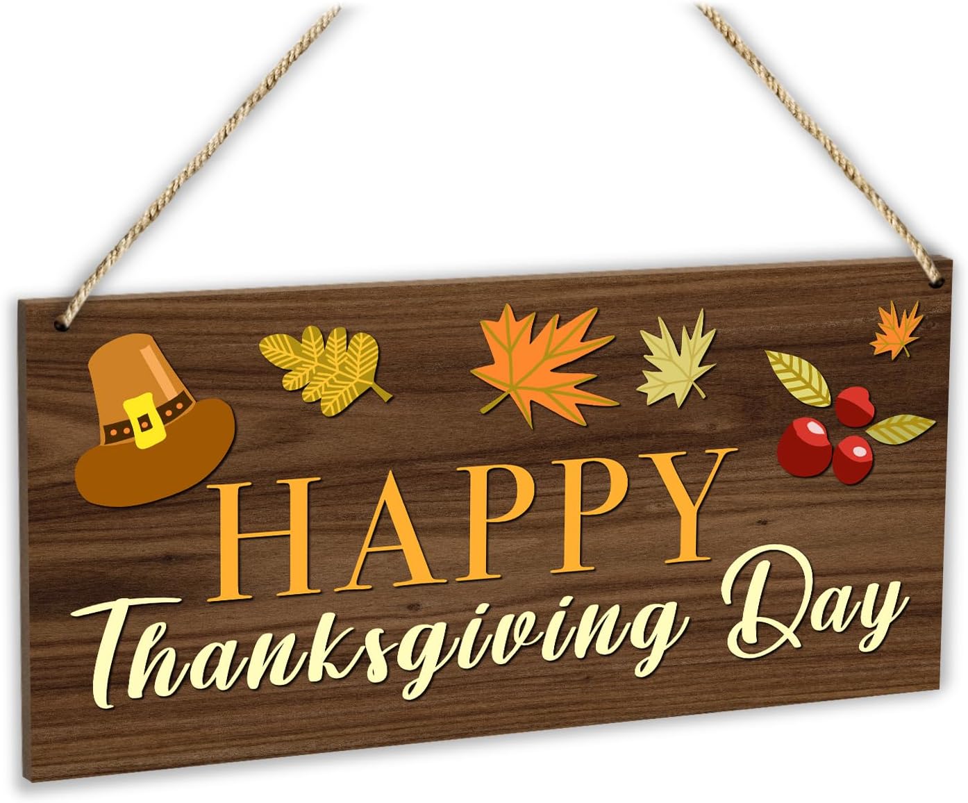 Amazon.com : Maple Leaf Fall Happy Thanksgiving Day Hanging Sign Wooden ...