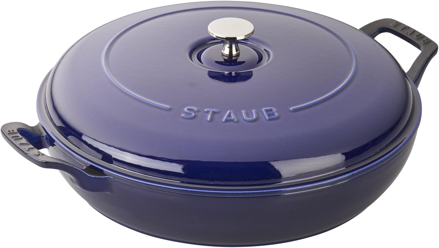 Amazon.com: Staub Cast Iron 3.5-qt Braiser with Glass Lid - Dark Blue ...