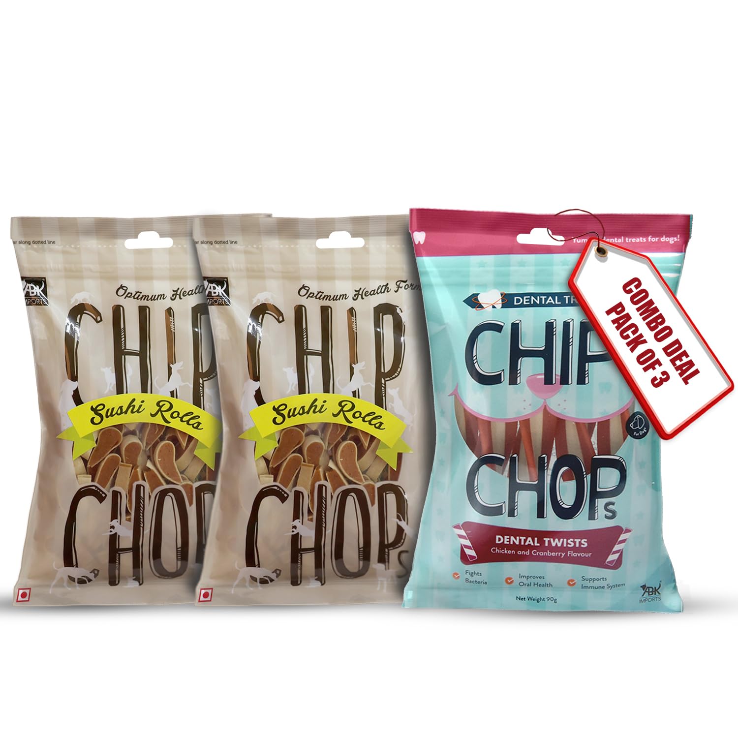 Buy Chip Chops Combo of Dental Twist Chicken and Cranberry Flavour Dog ...