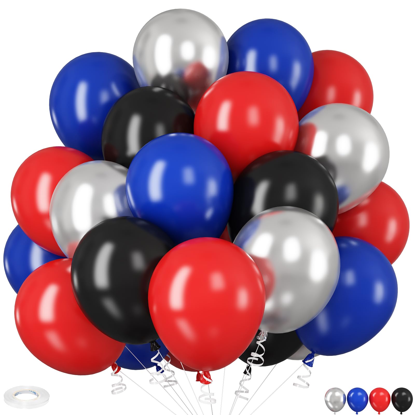 Amazon.com: HILAVO Red Blue Black Balloons, 12Inch Matte Red Black and ...