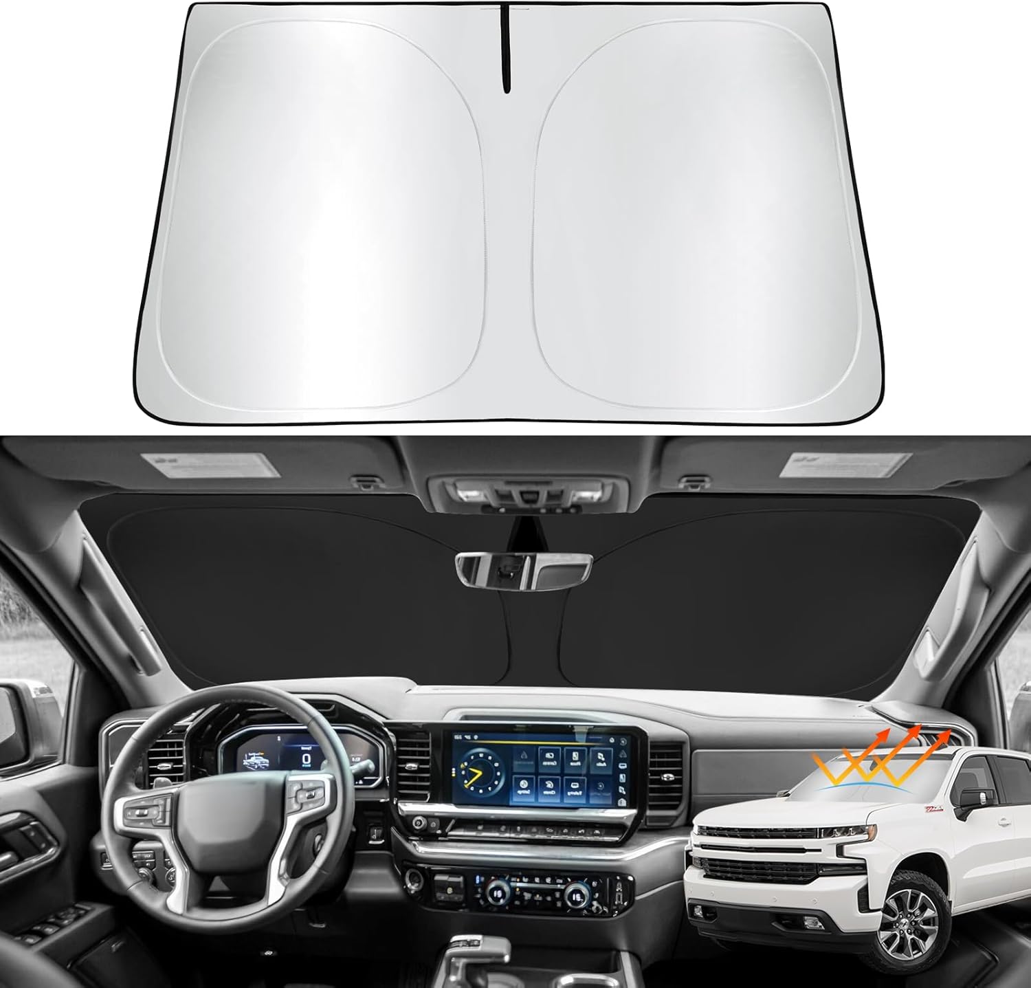 ASZSK Windshield Sunshade for Chevrolet Silverado & GMC Sierra 2019 ...