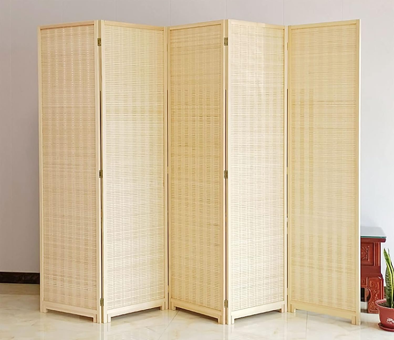Indoor Bamboo Room Divider 140cm High Retractable Freestanding Wall ...