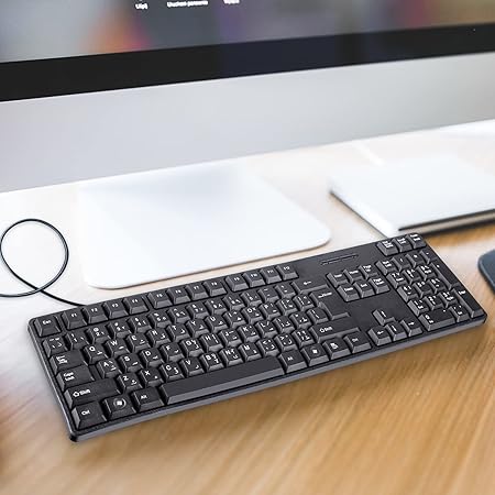 ANYOUI Wired Arabic/English Computer Keyboard, Full-Size Keyboard, 104 ...