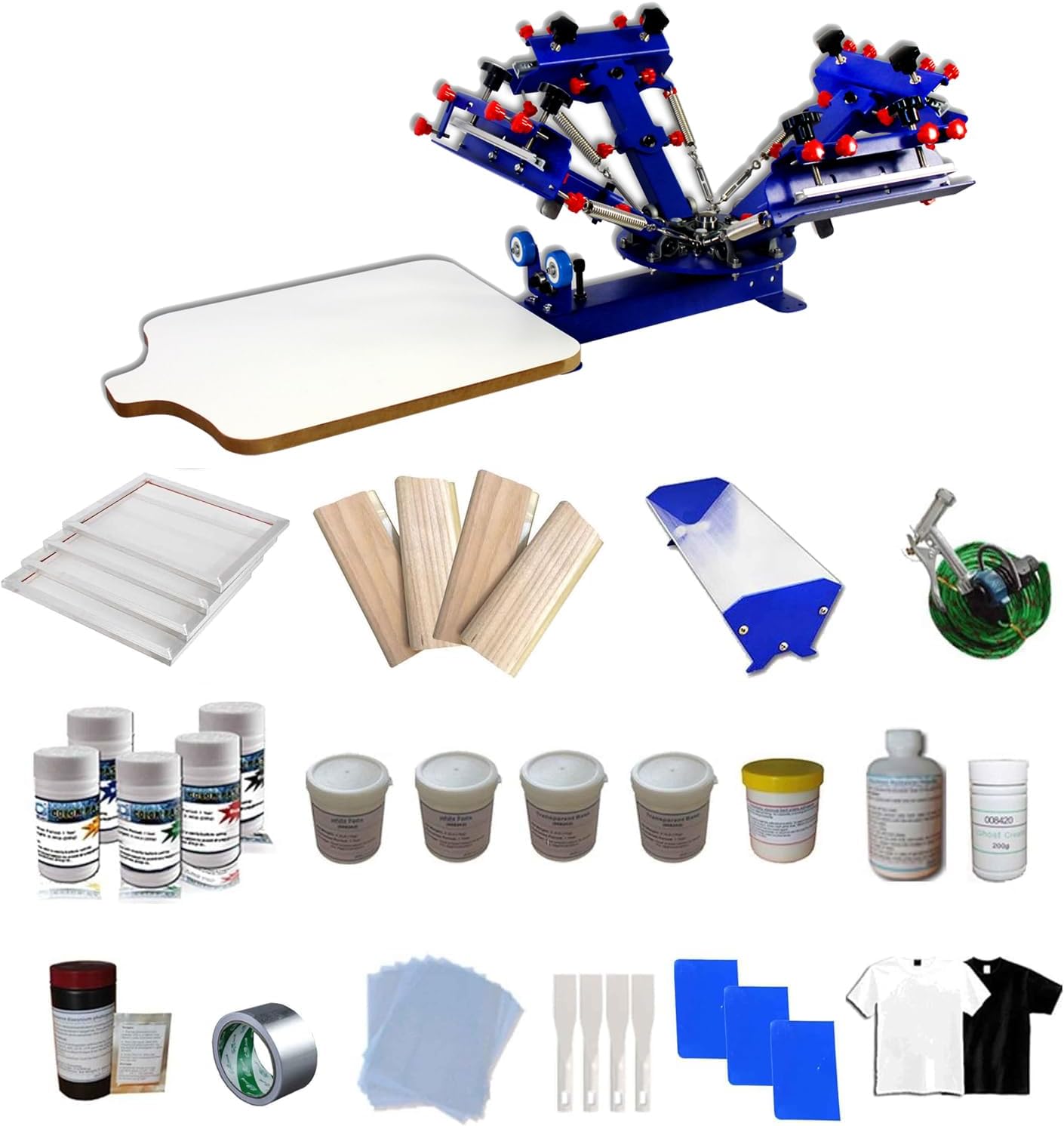 Amazon.com: Screen Printing Materials Kit & 4 Color 1 Station Screen ...