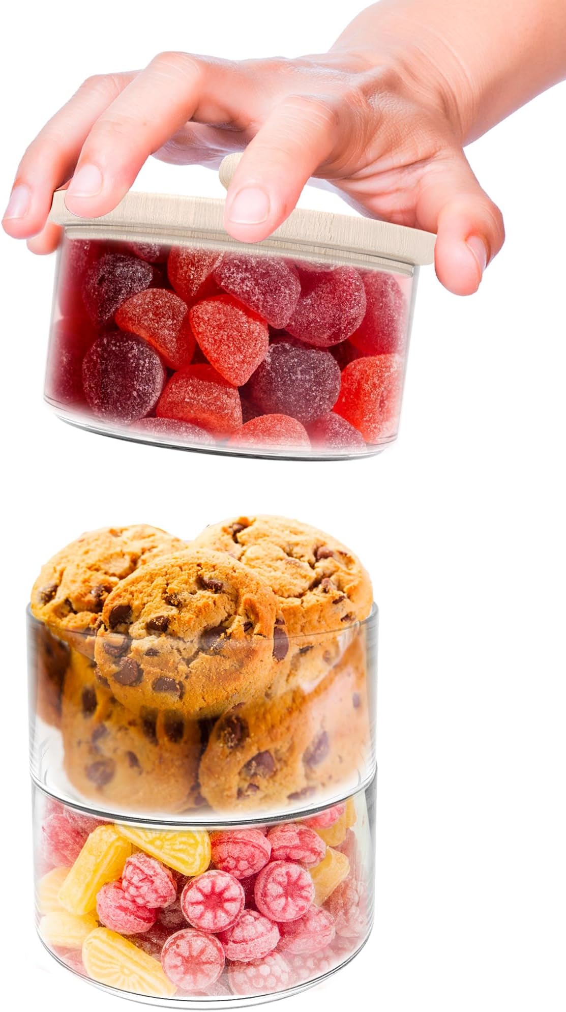 Amazon.com: Nuogo 2 Pcs Candy & Cookie Jar Plastic Jars with Lids ...