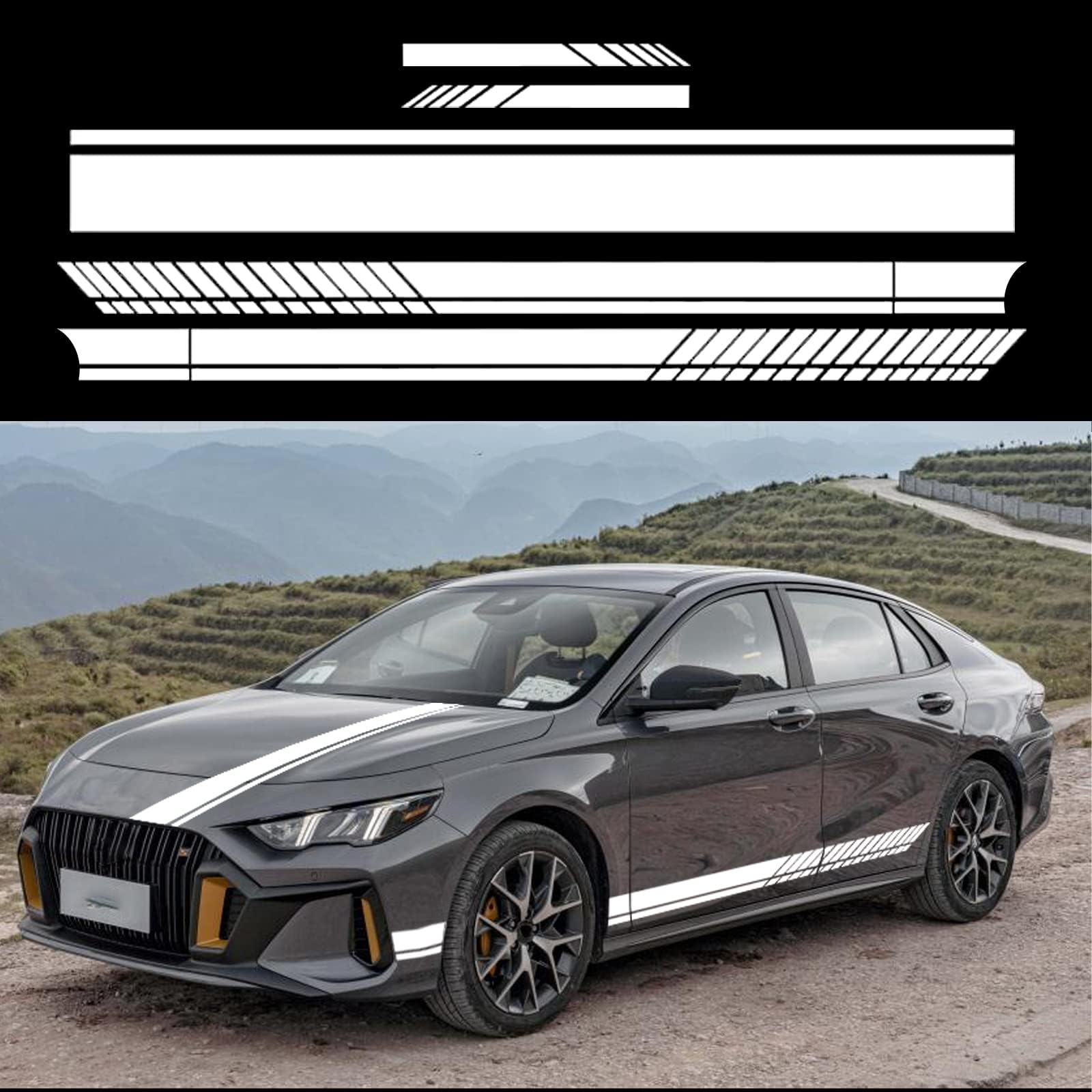 Amazon.com - HUWANDE Racing Side Stripe Stickers for Car,Vinyl Car Hood ...