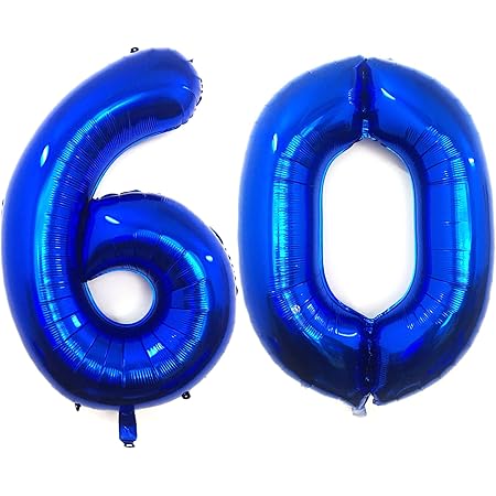Amazon.com: Number 60 blue foil 40inch jumbo digital balloons, 60th ...