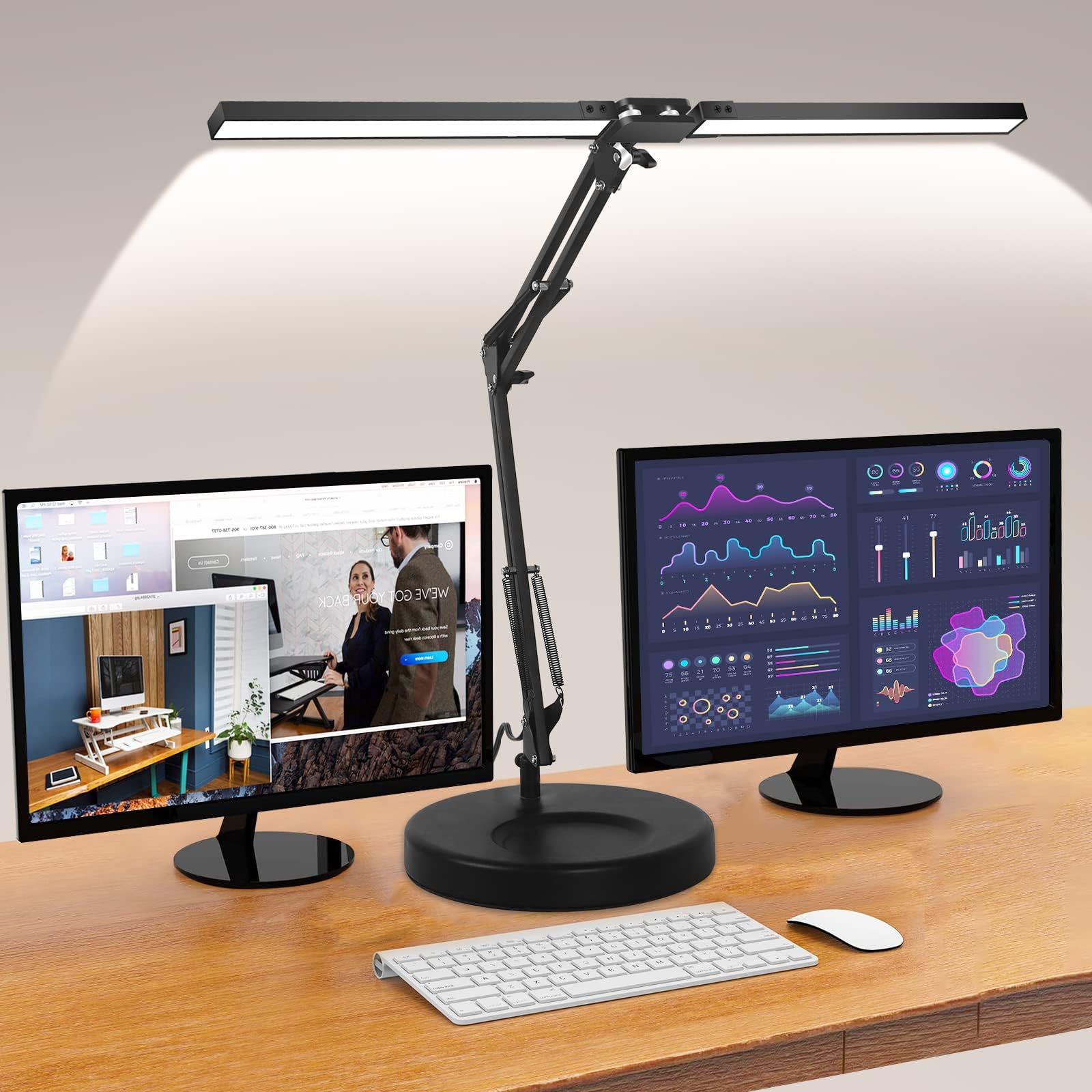 Amazon.com: Led Desk Lamp with Clamp and Stand, Double Head LED Desk ...