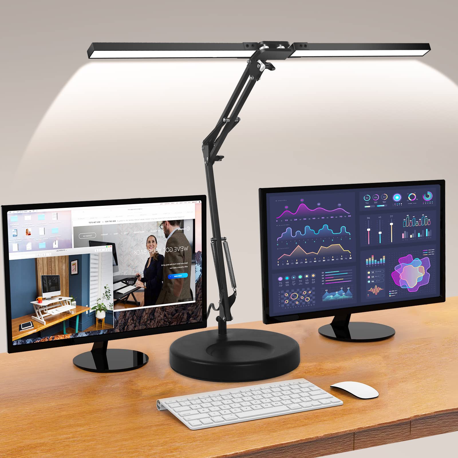 Amazon.com: Led Desk Lamp with Clamp and Stand, Double Head LED Desk ...