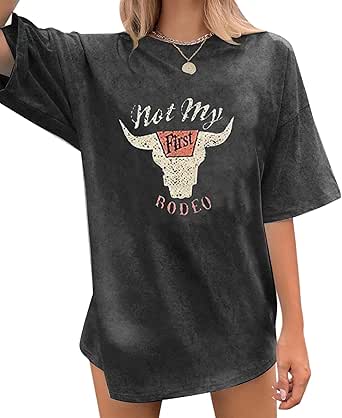 Not My First Rodeo Oversized T-Shirt Women Rodeo Graphic Country Shirt ...