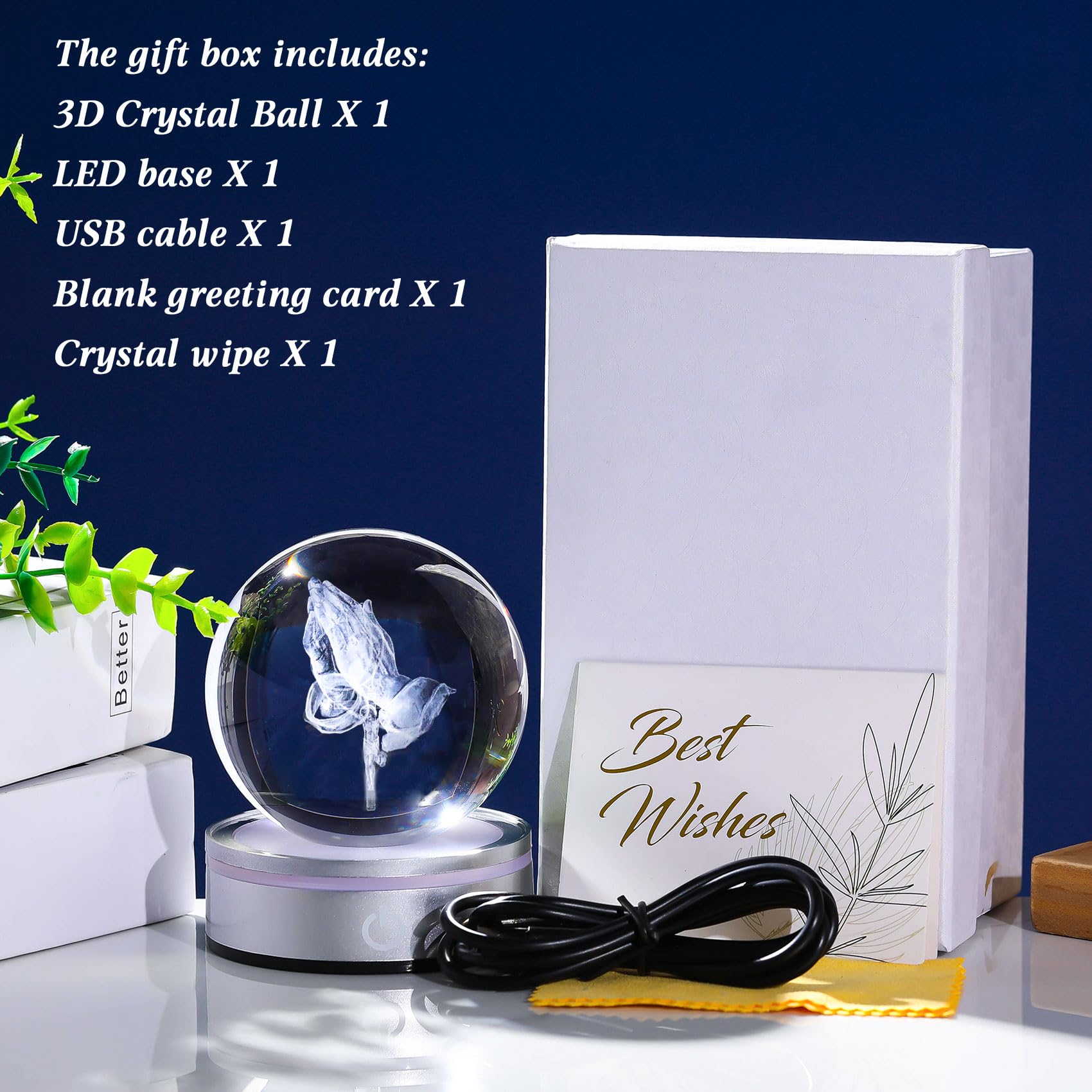 Snapklik.com : Movdyka 3D Crystal Ball Jesus Praying Hands