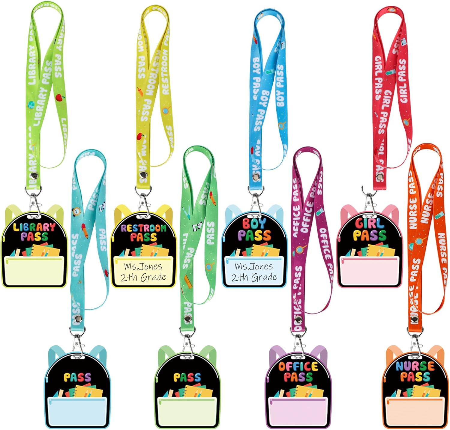 Amazon.com: 8 Pcs Writeable Hall Passes for Classrooms, Unbreakable PVC ...