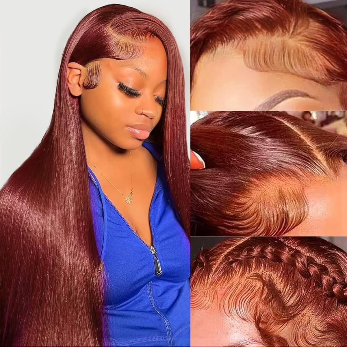 Amazon.com : MsDanna Reddish Brown Lace Front Wigs Human Hair 200% ...