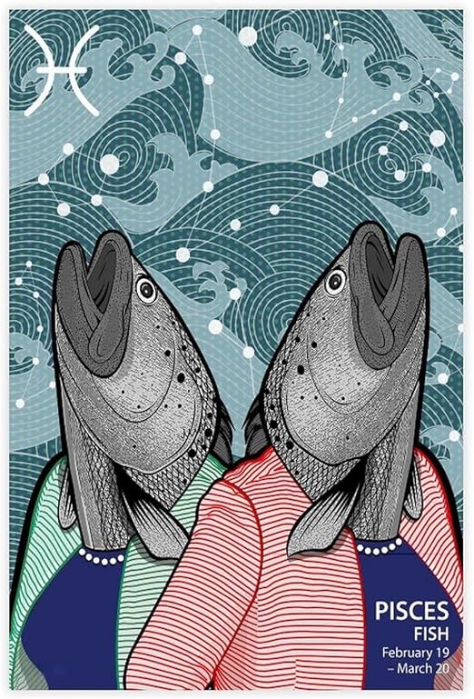 Amazon.de: NDGSA The Perceptive Pisces – Sternzeichen-Poster, Leinwand ...
