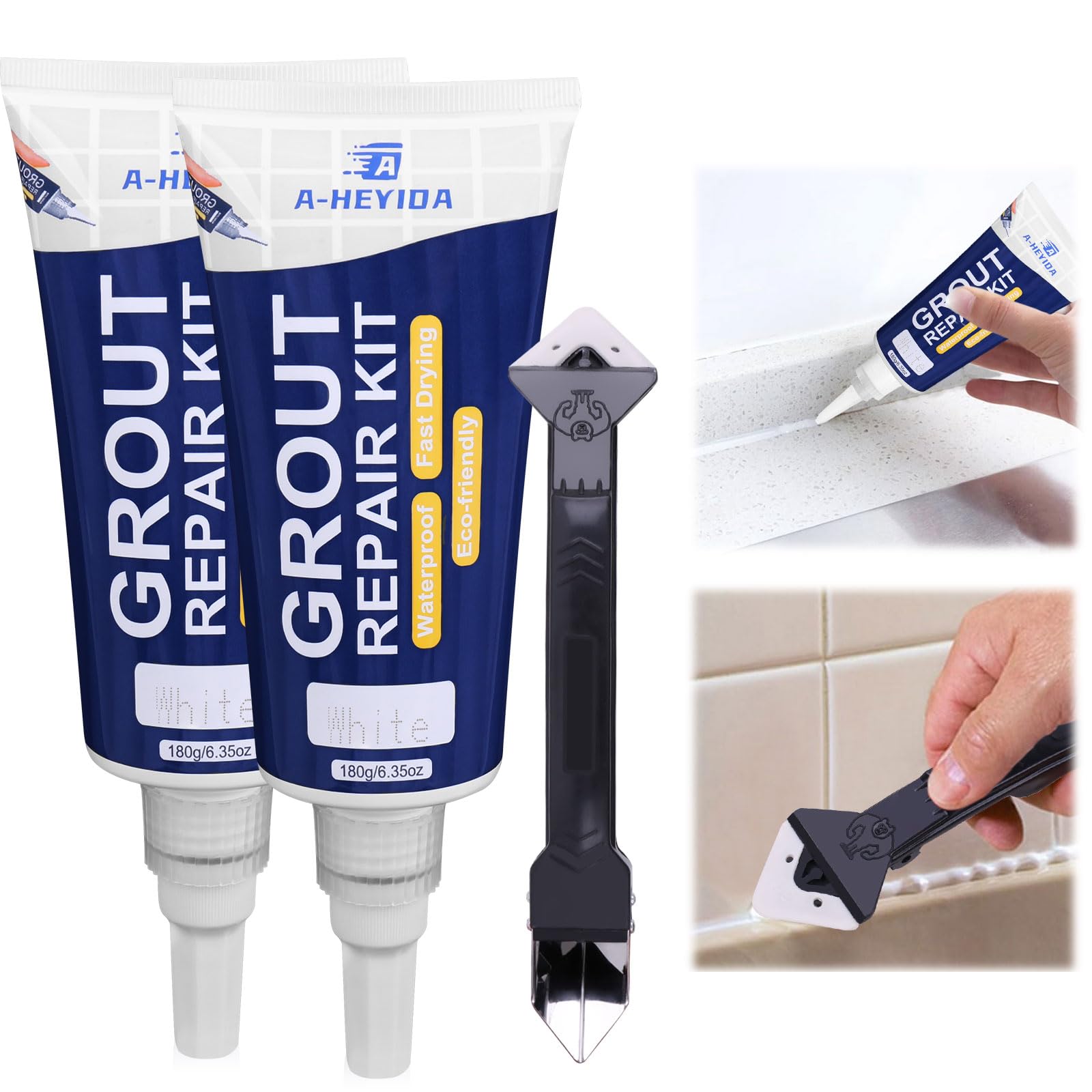 Snapklik.com : 2PCS White Grout Filler - Grout Repair Kit, Tile Grout ...