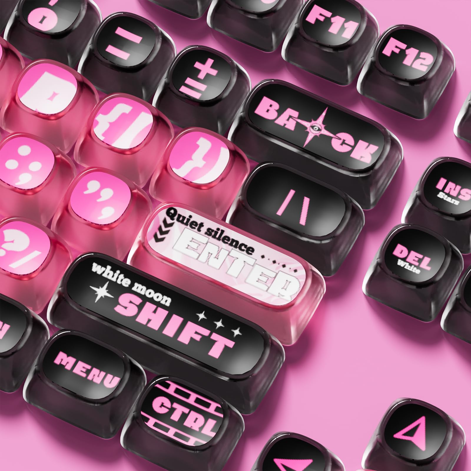 Snapklik.com : Akko Pink Phantom MOA Profile Keycaps Set - 139-Key PBT ...