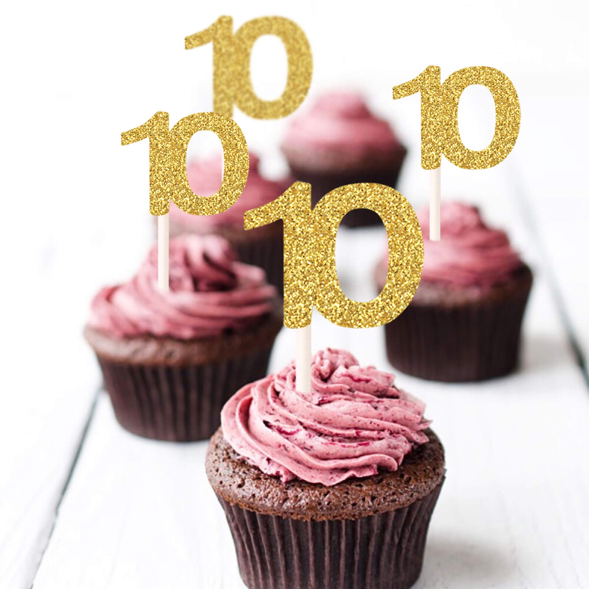 Snapklik.com : Unimall 24 Pieces Number 10 Cupcake Toppers, Gold ...