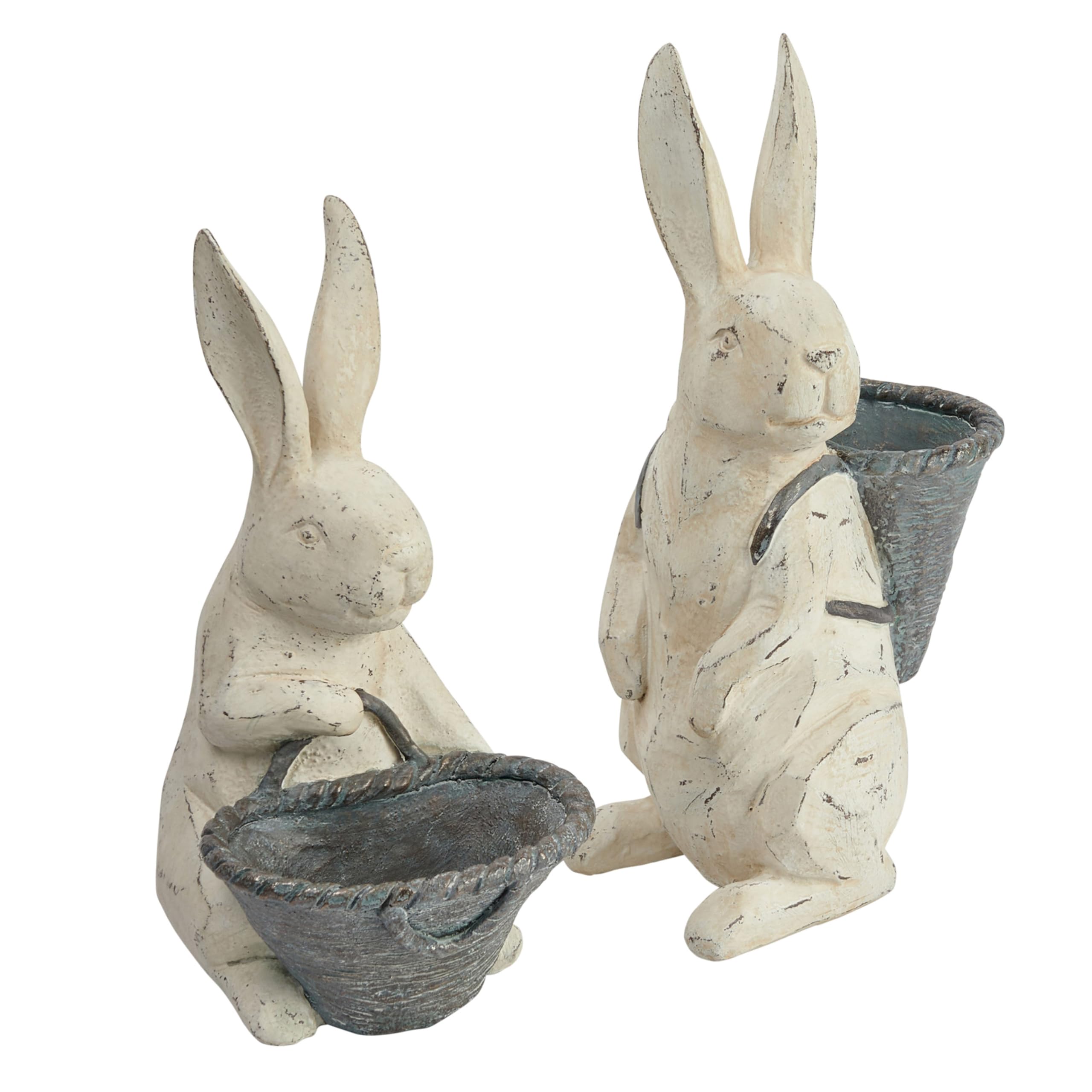 Amazon.com: Creative Co-Op Decorative Bunnies with Baskets, Set of 2 ...