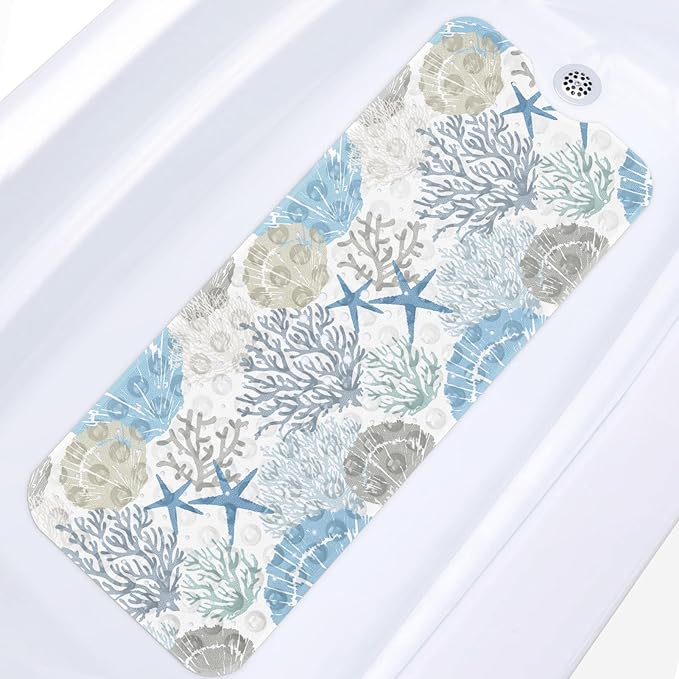 Amazon.com: Britown Sea Shells Coral Seashell Bath Mat Non Slip ...