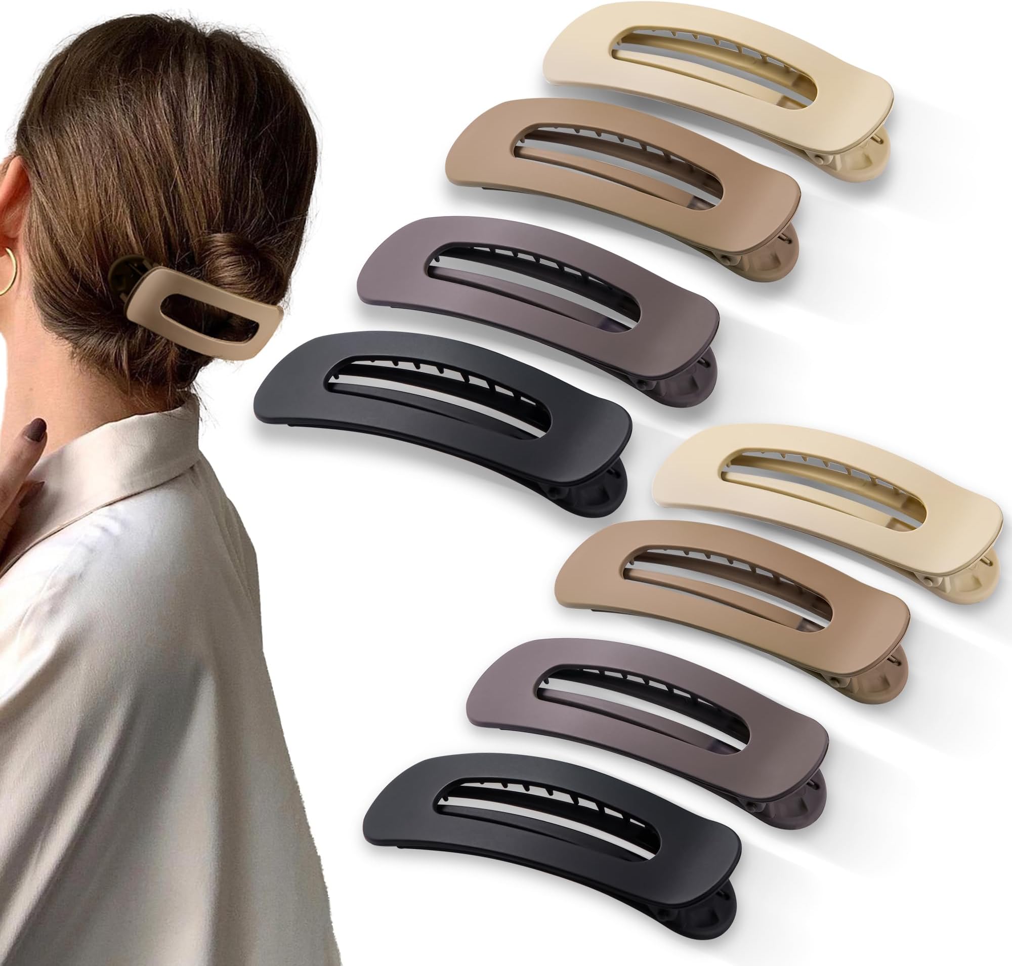 Amazon.com : Cptots 8 Pcs Large Lay Flat Claw Clips for Women French ...