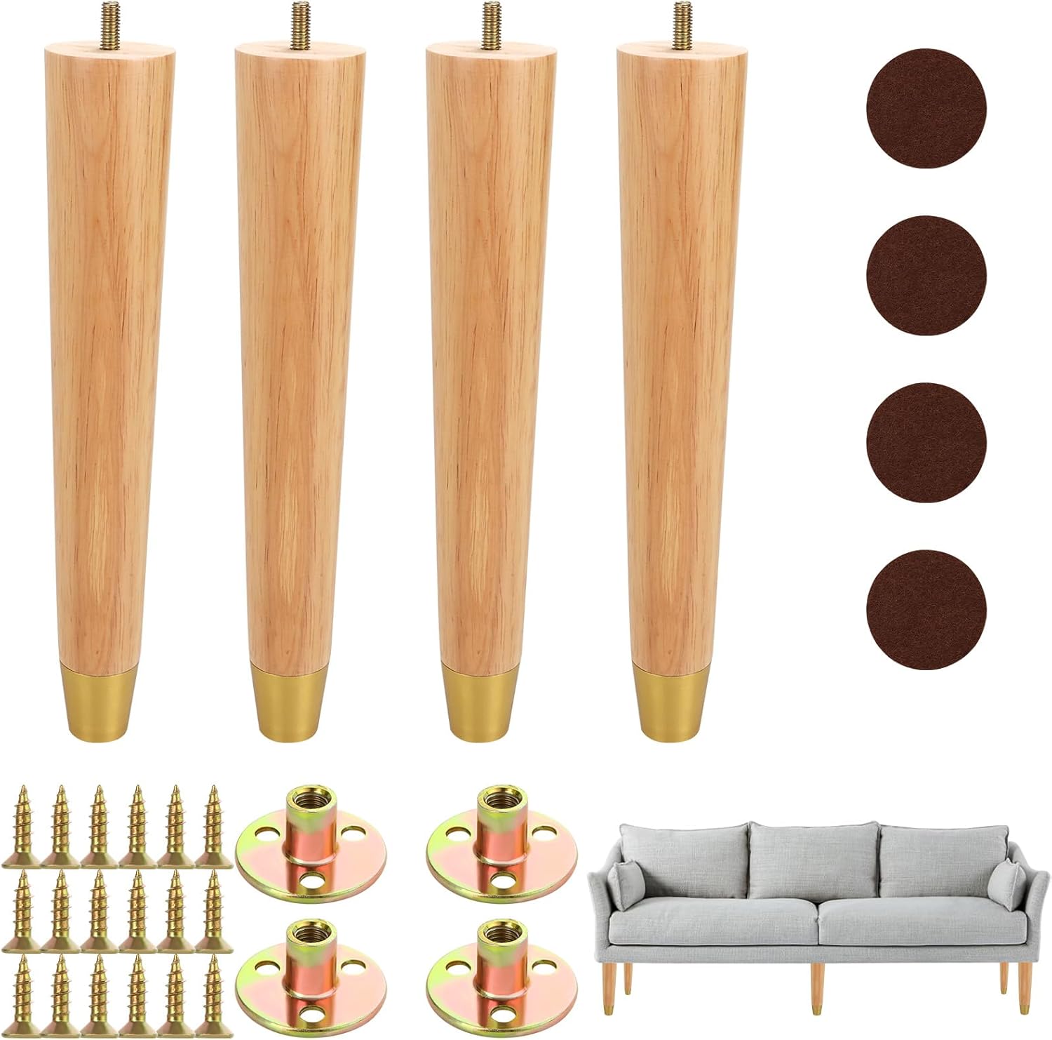 Amazon.com: JMIATRY 4 Pack Wood Furniture Legs 12 Inch Wooden Table ...