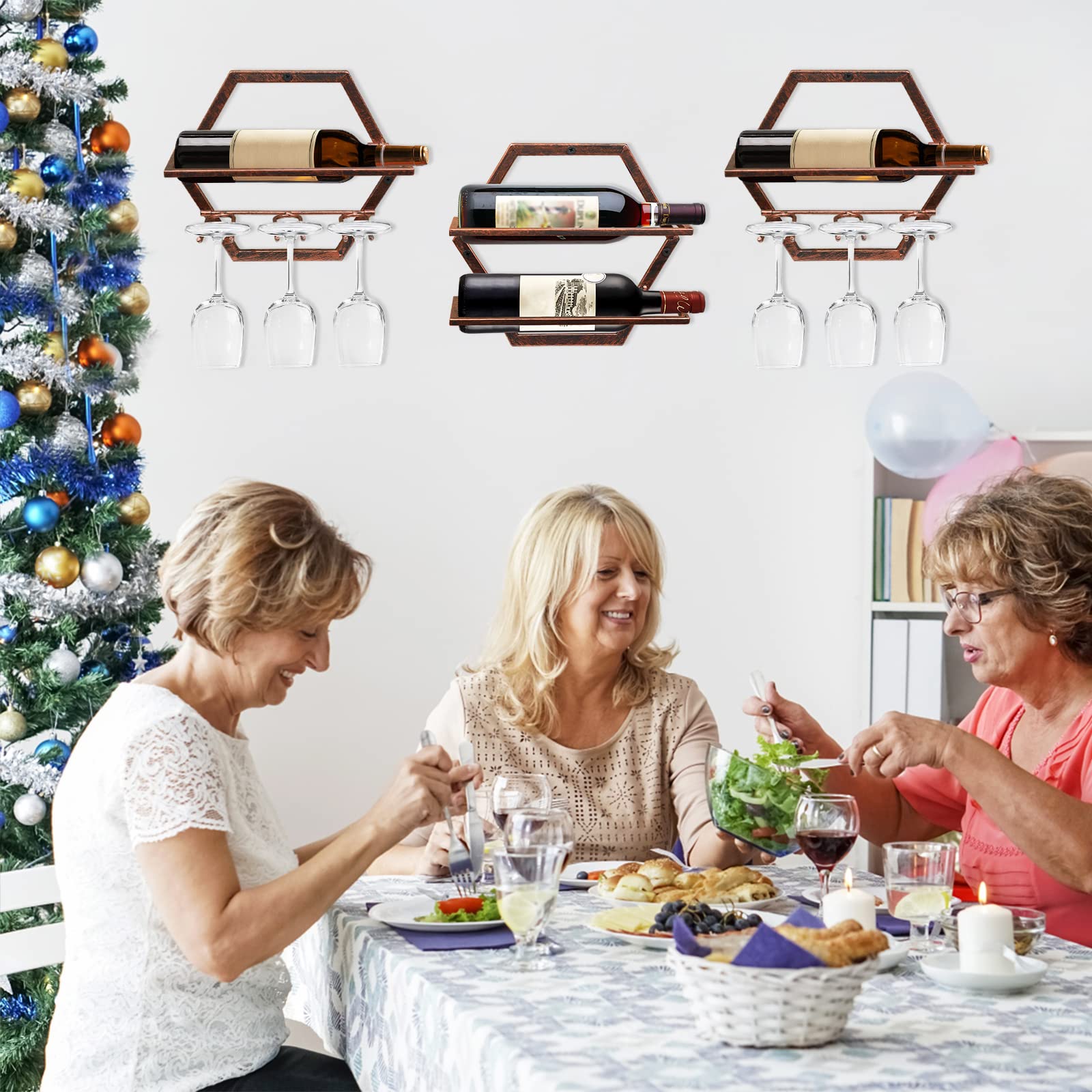 Snapklik.com : YALINKA 2Pcs Wall Mounted Wine Bottle Rack, Metal ...