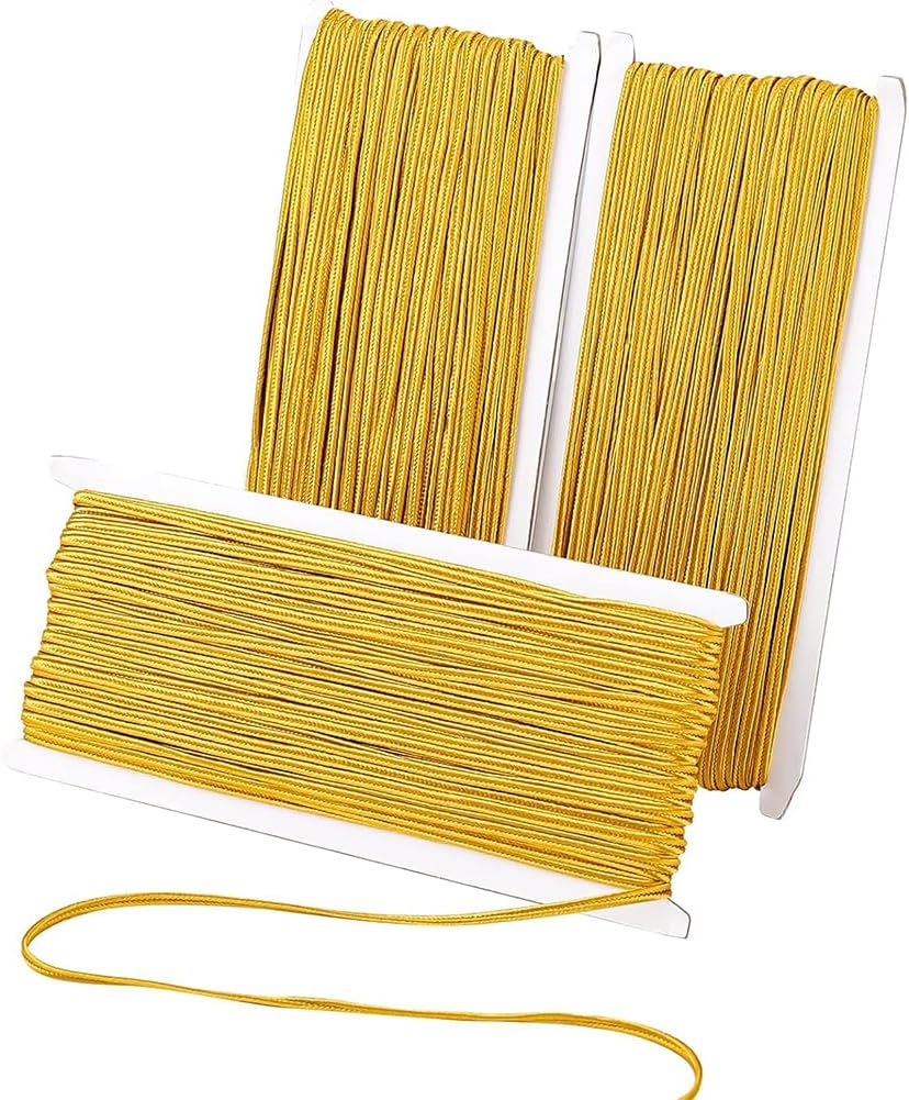 Amazon.com: PandaHall 96 Yards 3mm Gold Cord Metallic Thread Cord Flat ...