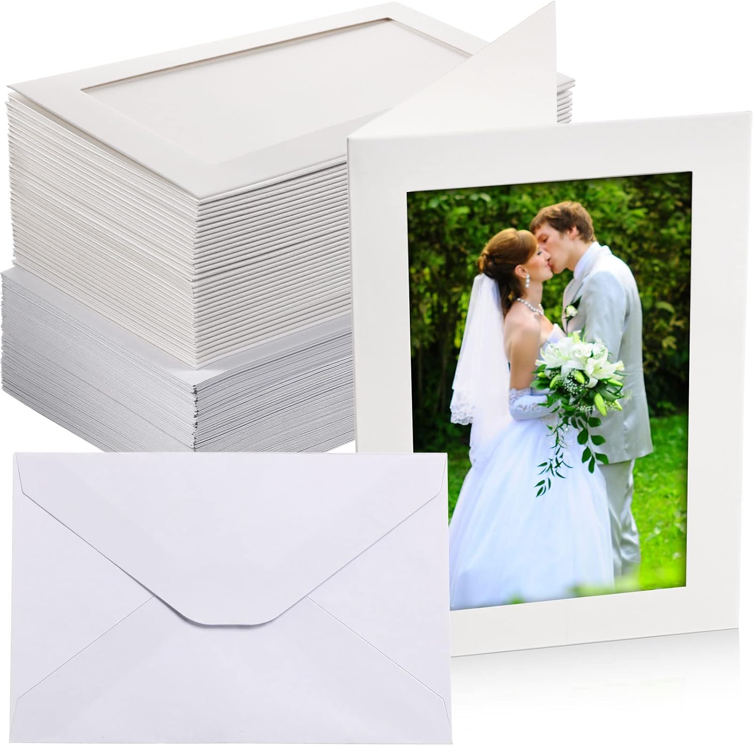 Amazon.com : 100 Set Window Photo Frame Note Cards with Envelopes Paper ...