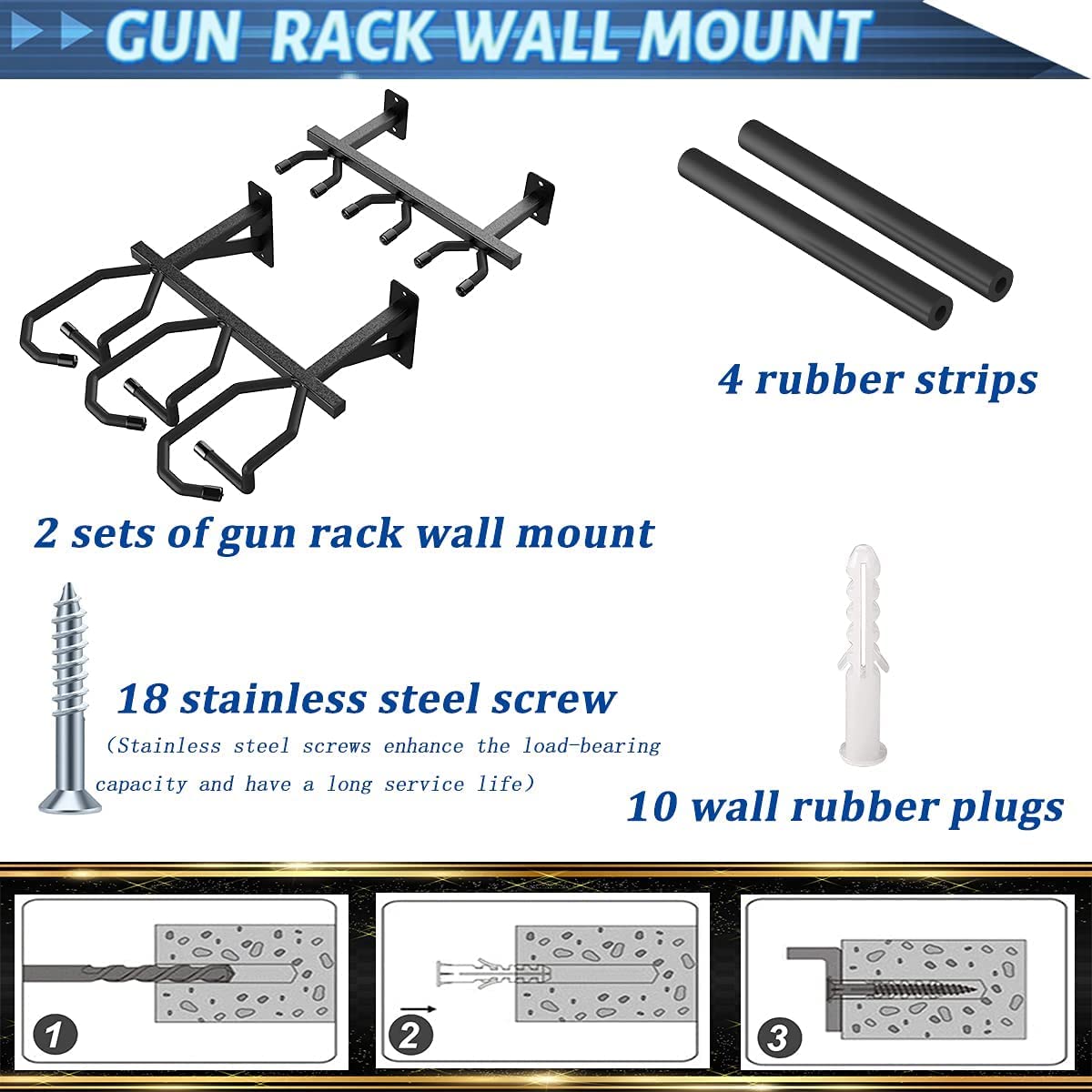 Buy Nswern Gun Rack Wall Mount 2x3-slot Gun Free-Standing Rifle Rack ...