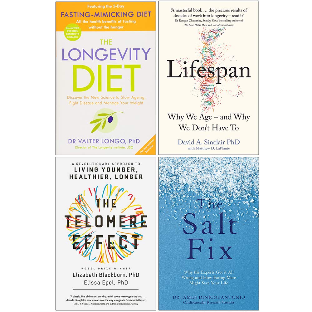 The Longevity Diet, Lifespan [Hardcover], The Telomere Effect, The Salt ...
