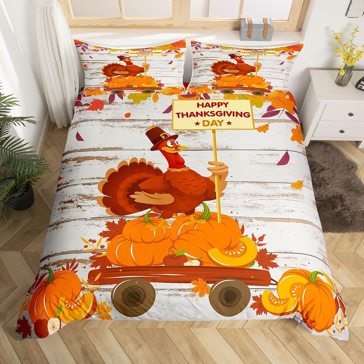 Amazon.com: Autumn Harvest Duvet Cover King Size Thanksgiving Turkey ...