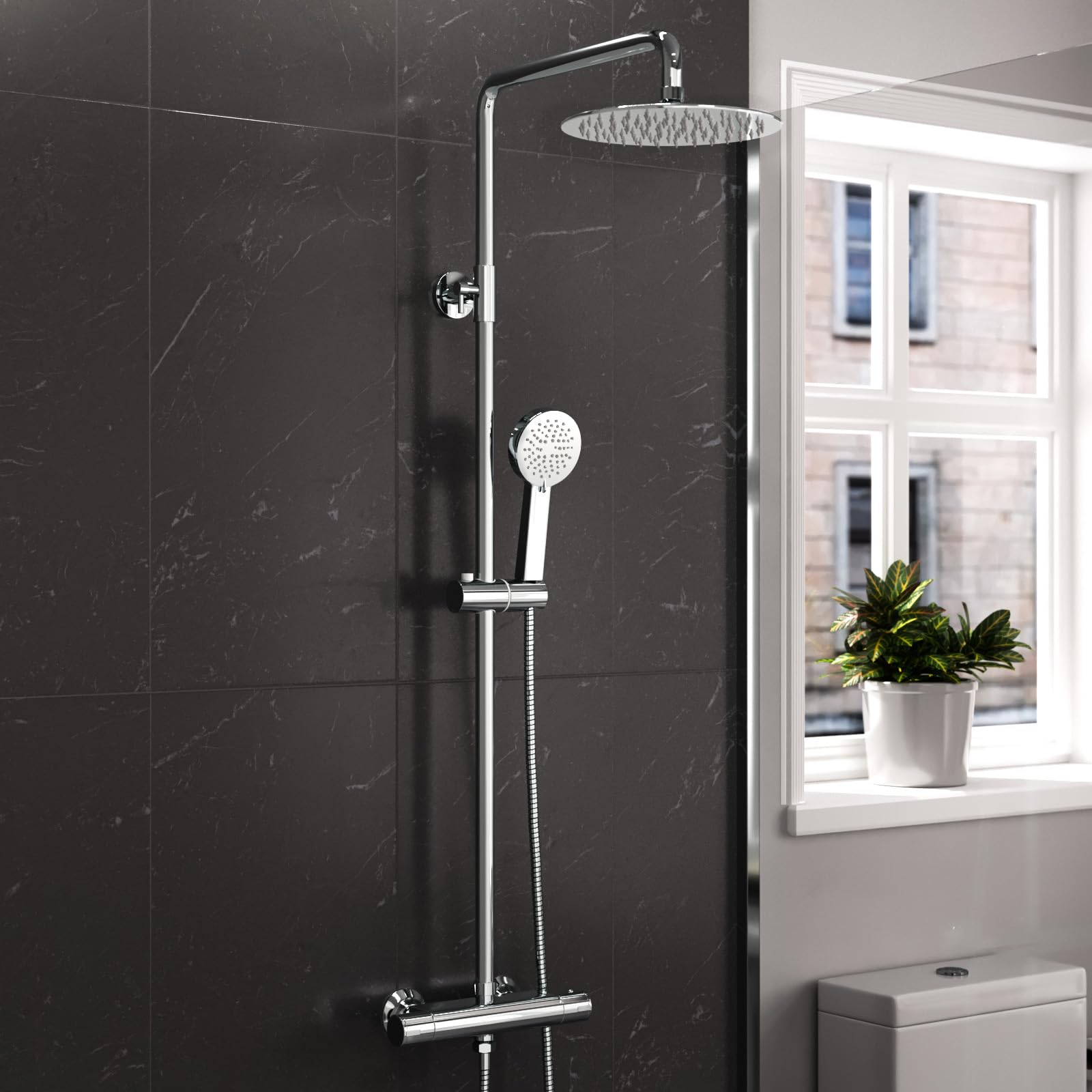 Modern Square or Round Exposed Thermostatic Mixer Shower Set Shower ...