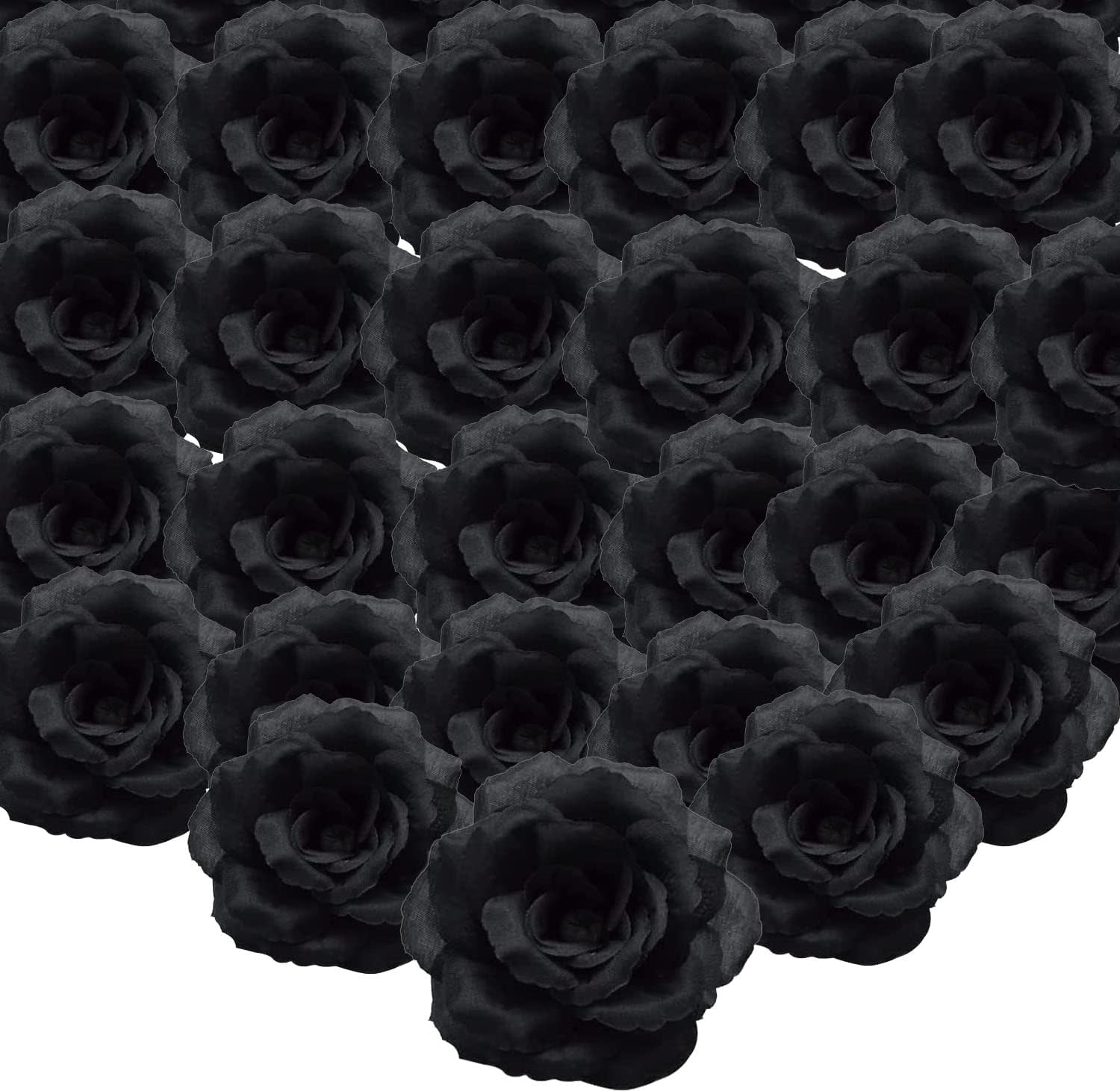 Amazon.com: Worldoor 50 Pack Artificial Black Roses, 3 Inch Stemless ...