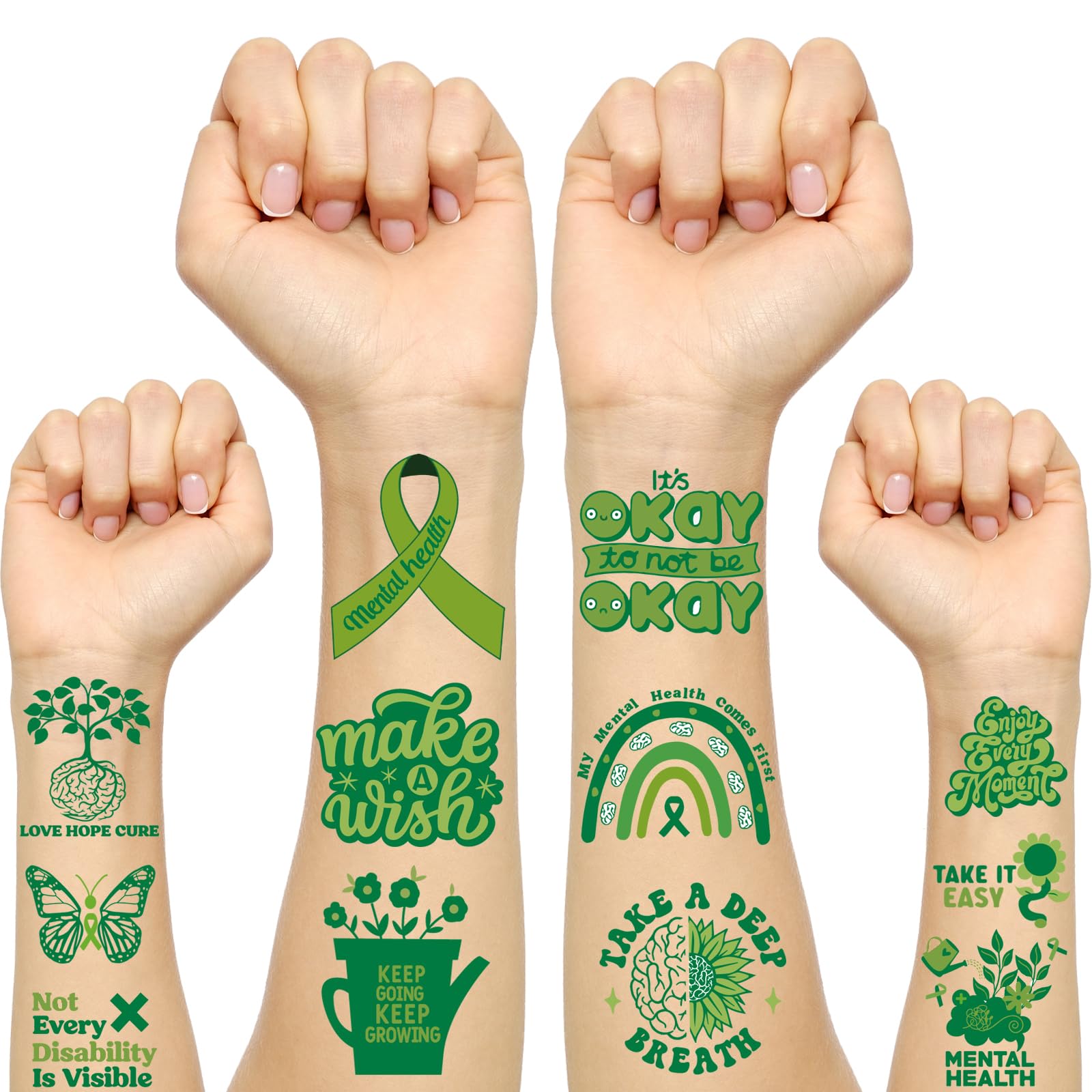 Amazon.com : Mental Health Awareness Items Temporary Tattoos - 24 Sheet ...