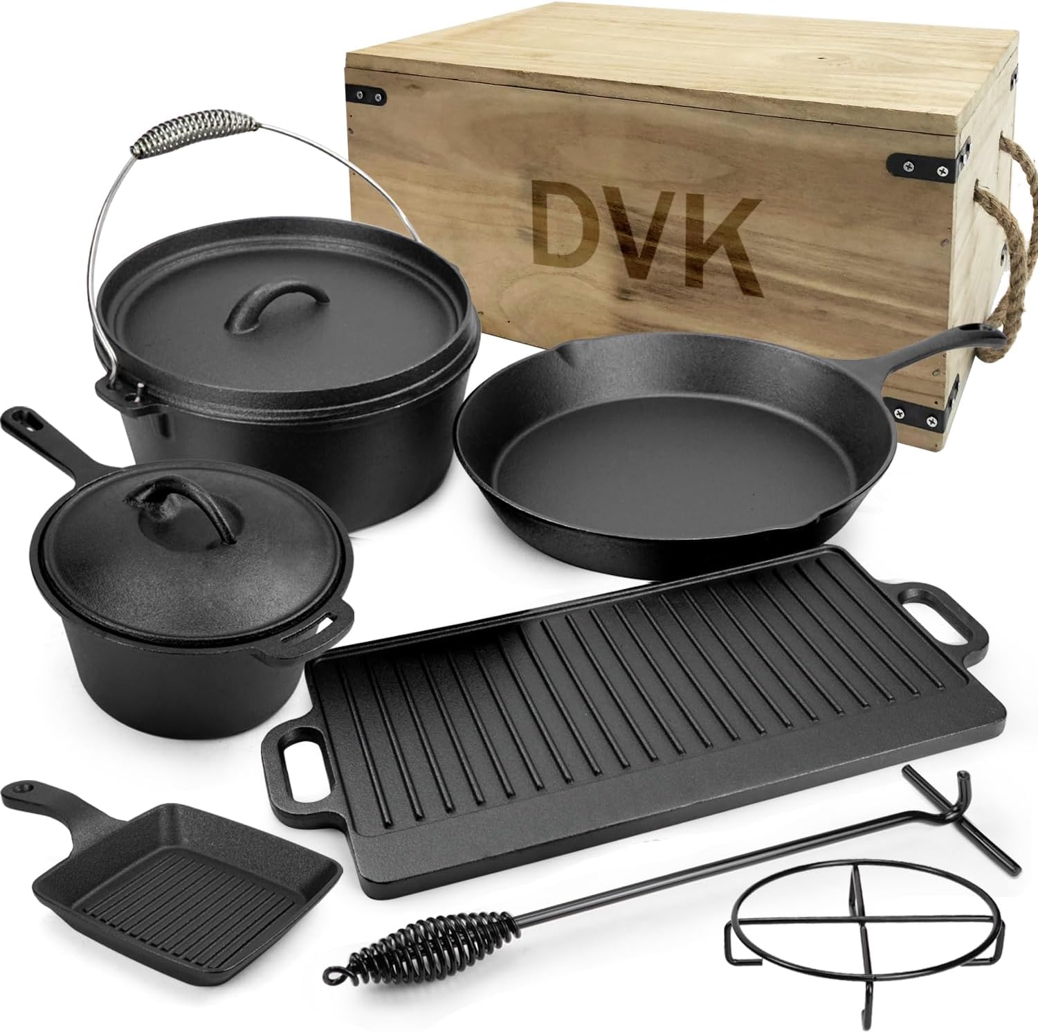 Amazon.com: 8 Piece Cast Iron Pots and Pans Set Cast Iron Skillets ...