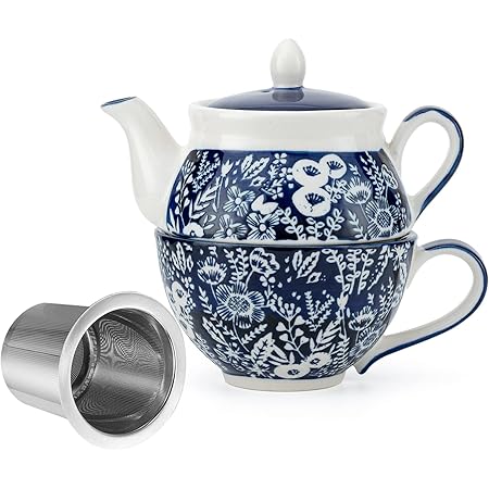 Amazon.com | Jusalpha Glass Teapot with a Fine China Infuser Strainer ...