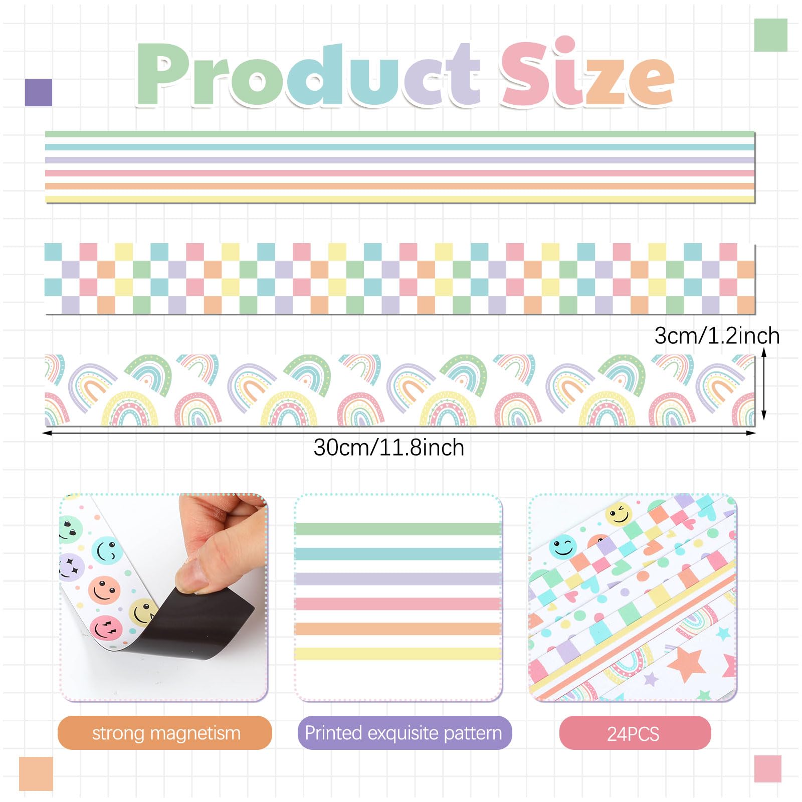 Snapklik.com : Saysurey 24 Pcs Pastel Magnetic Borders For Classroom ...