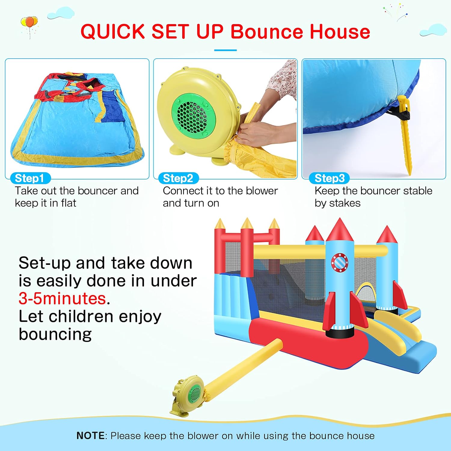 Buy DREAMVAN Kids Bounce House With Blower Inflatable Bounce Houses