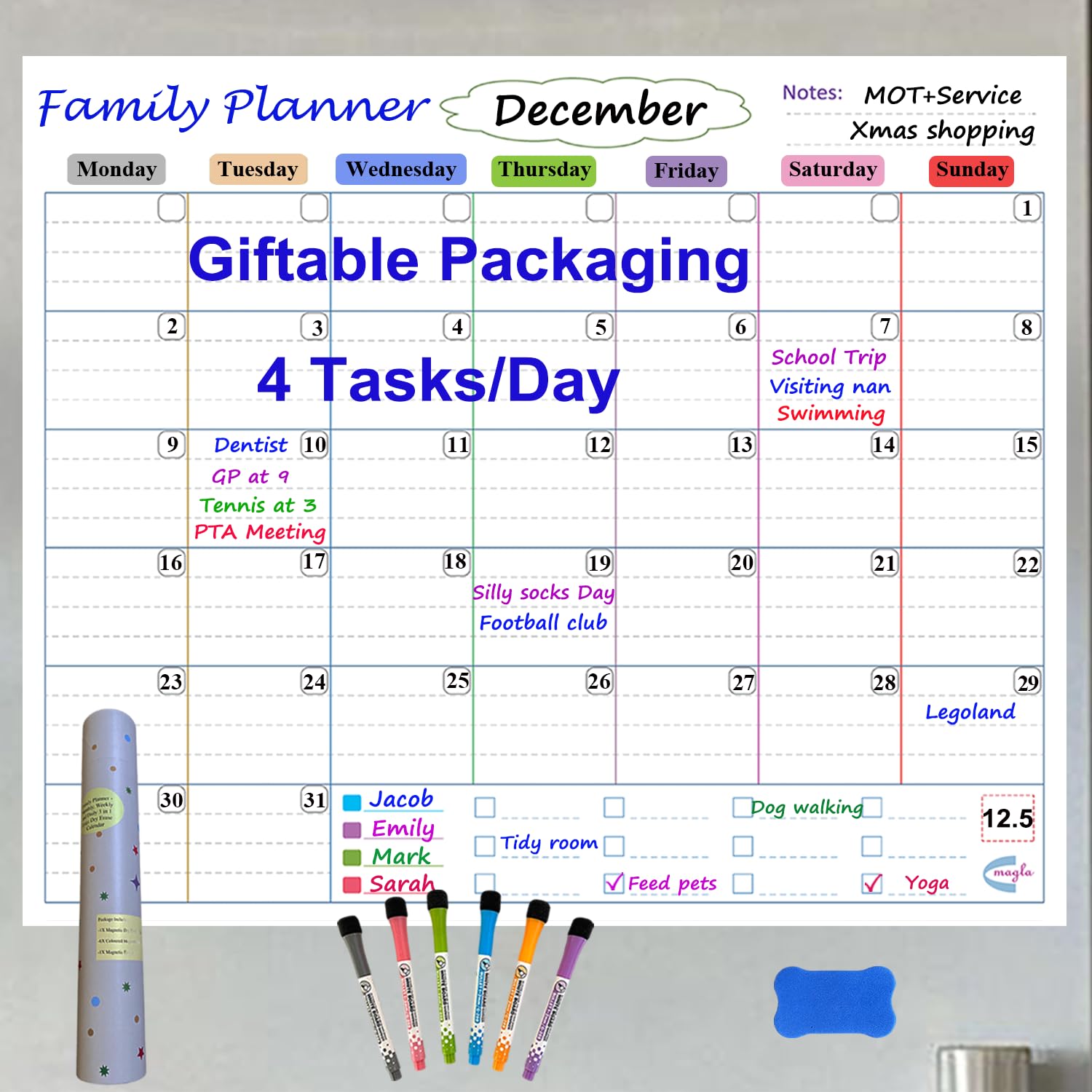 Large Monthly Weekly and Daily 3 in 1 Planner Whiteboard Set. Dry Erase ...