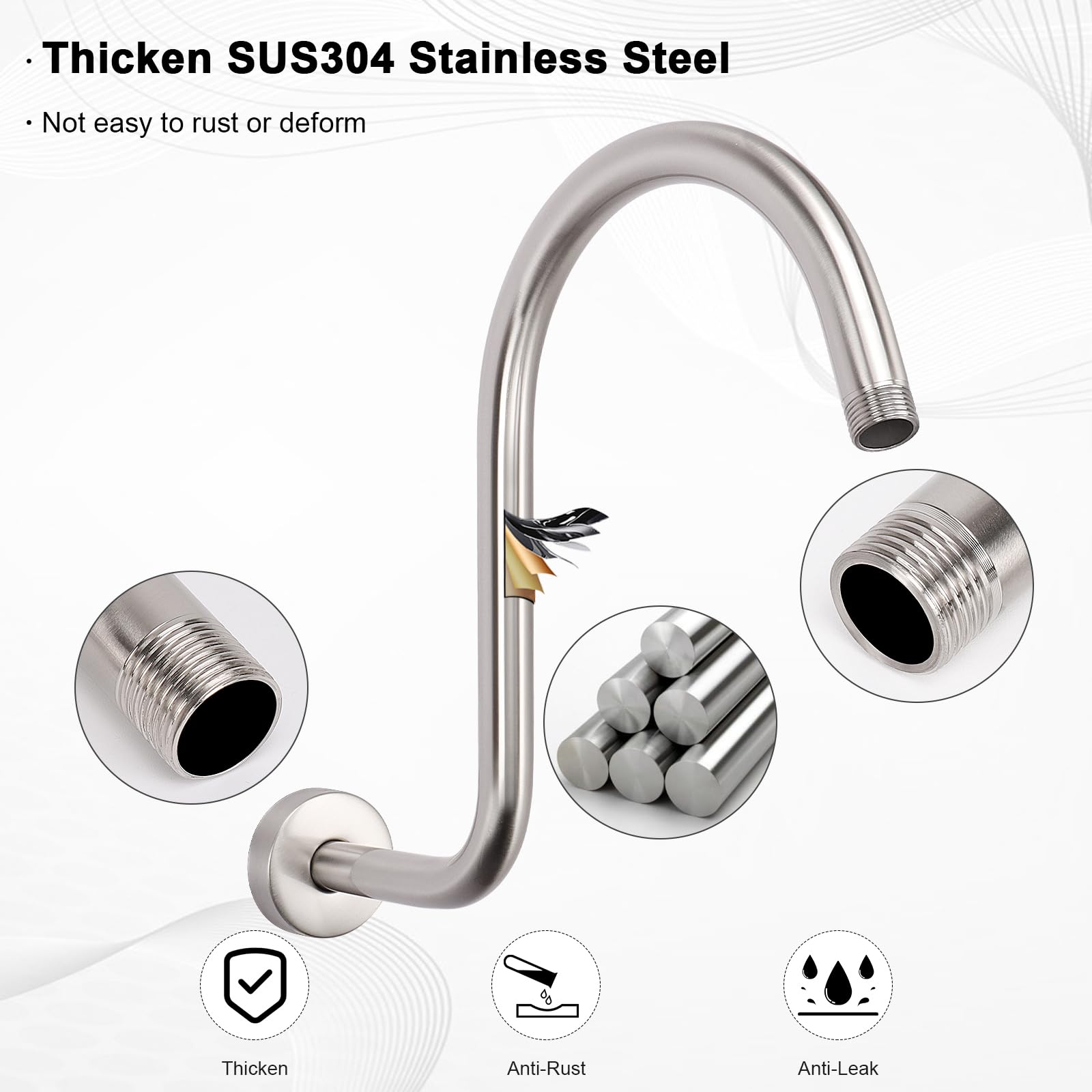 Snapklik.com : HarJue S Shaped Shower Arm, High Rise Shower Head ...