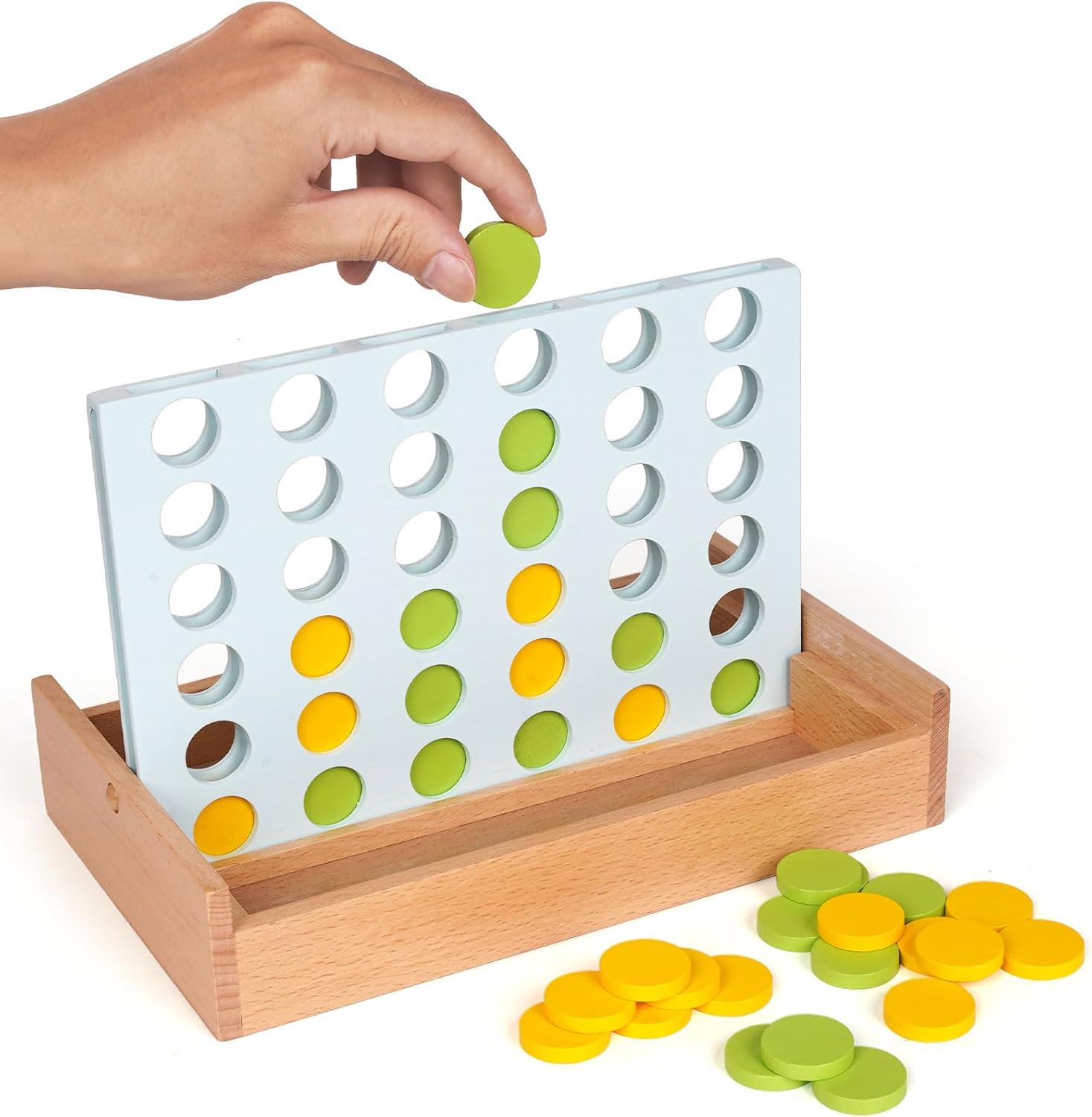 Amazon.com: XAOHAO Wooden 4 in a Row Game for Kids and Adults- Strategy ...