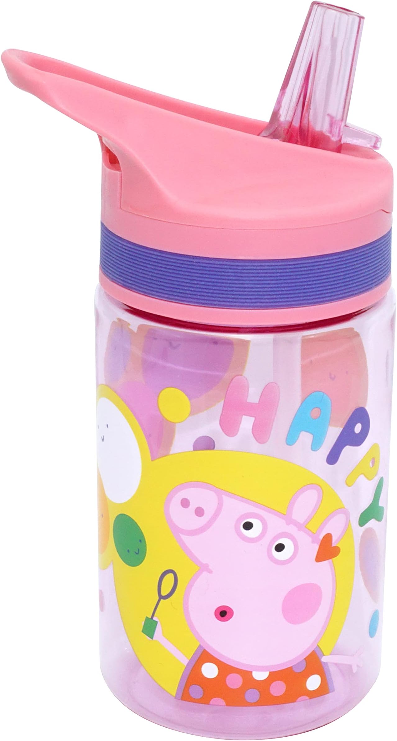 Peppa Pig Nostalgia Water Bottle with Flip up Straw, 400ml, Pink ...