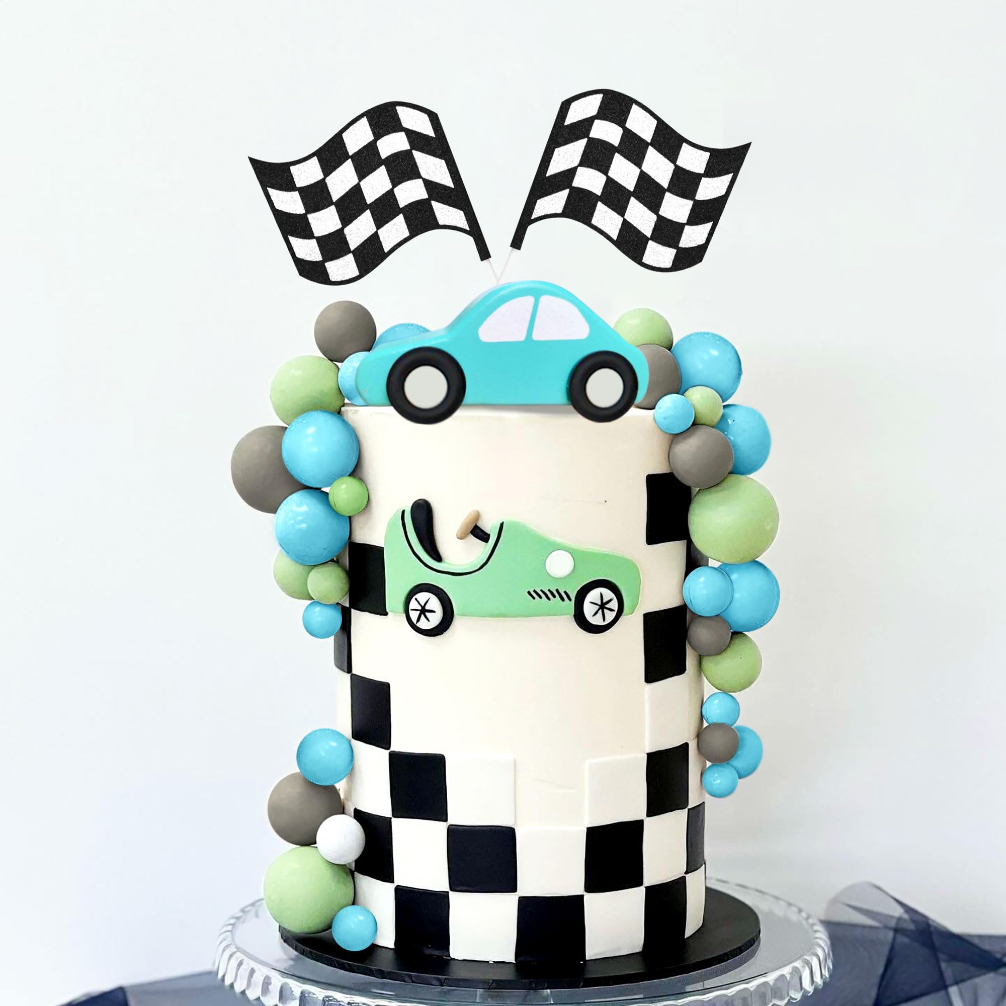 Snapklik.com : Two Fast Cake Toppers - Race Car & Checkered Flag Cake ...