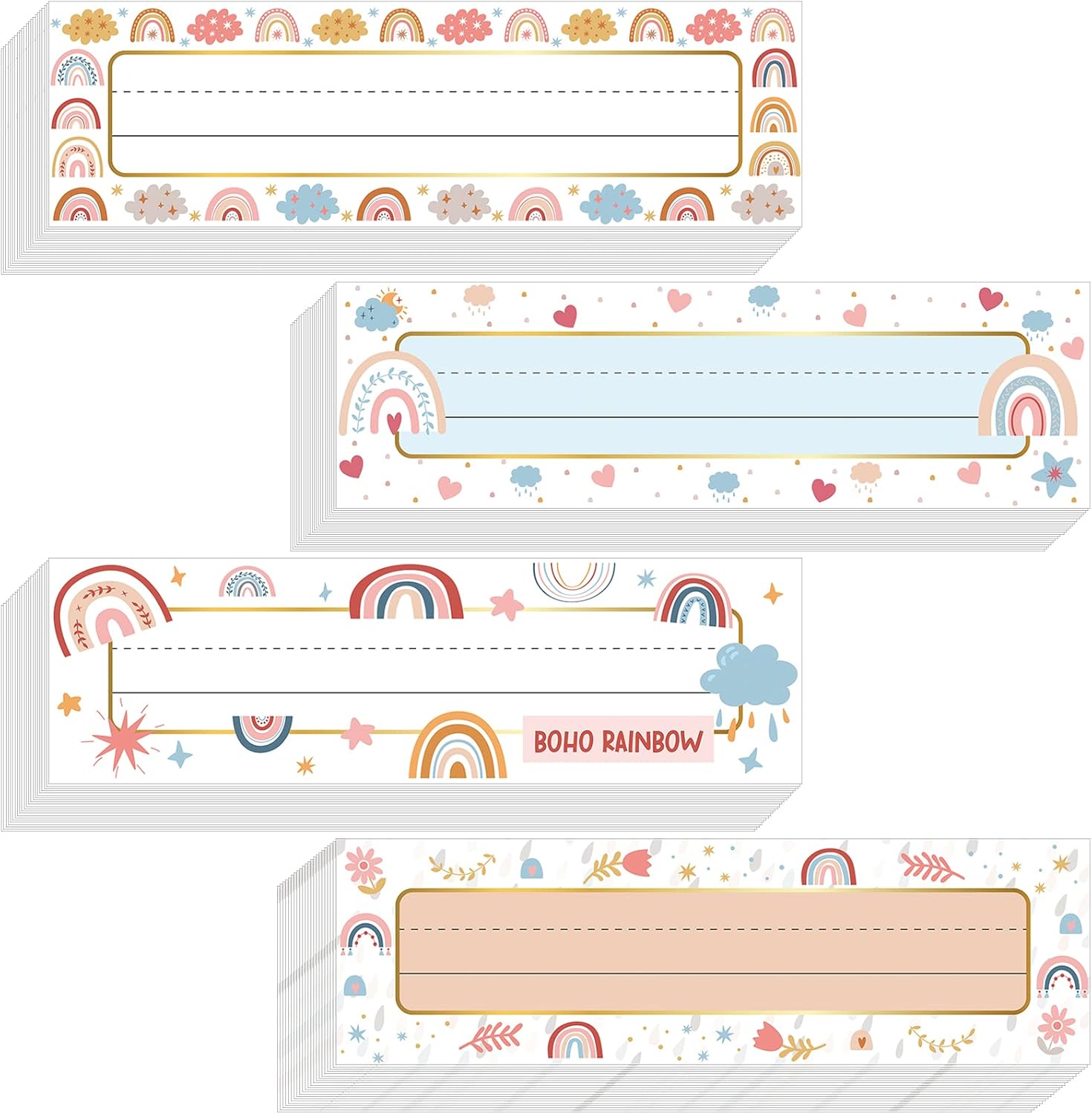 Amazon.com: 48 Pcs Boho Rainbow Name Plates Manuscript Self Adhesive ...