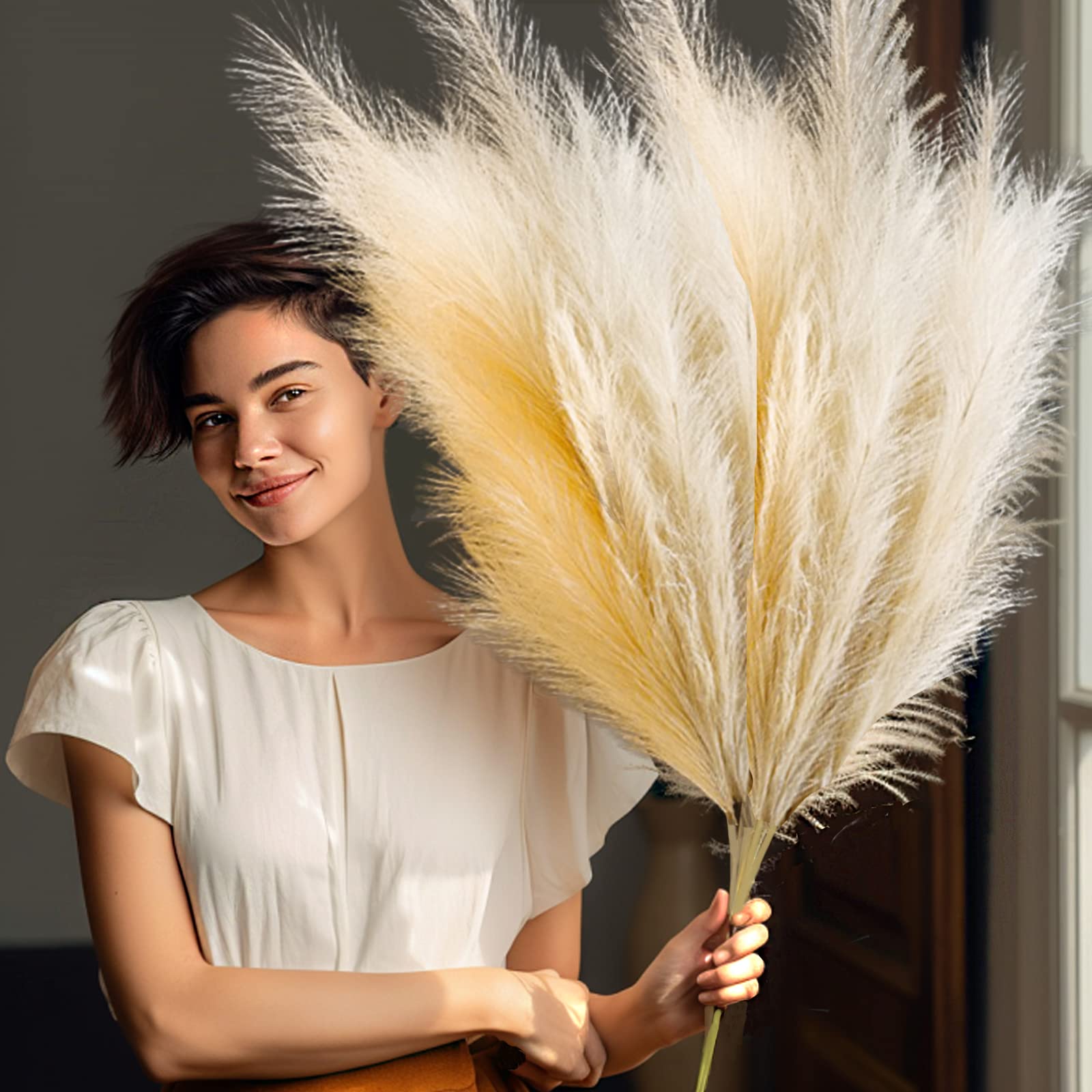 JAUNGEN 4PCS Faux Pampas Grass Tall 43"/3.6FT Pampas Grass Decor ...