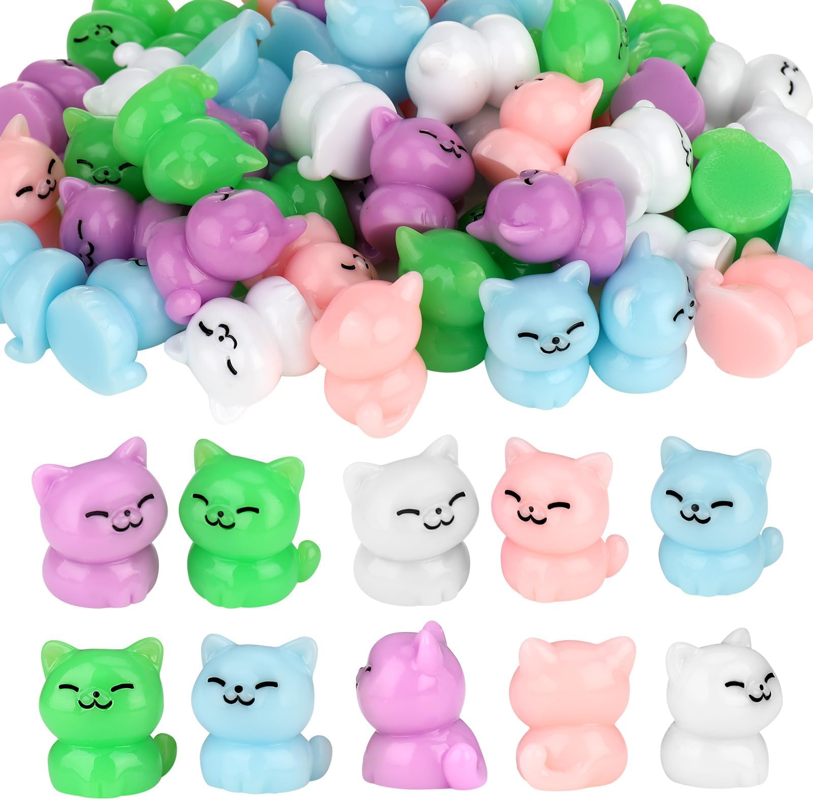 Amazon.com: GGSTDDUP 50 Pcs Mini Resin Cats, Miniature Cat Figurines ...