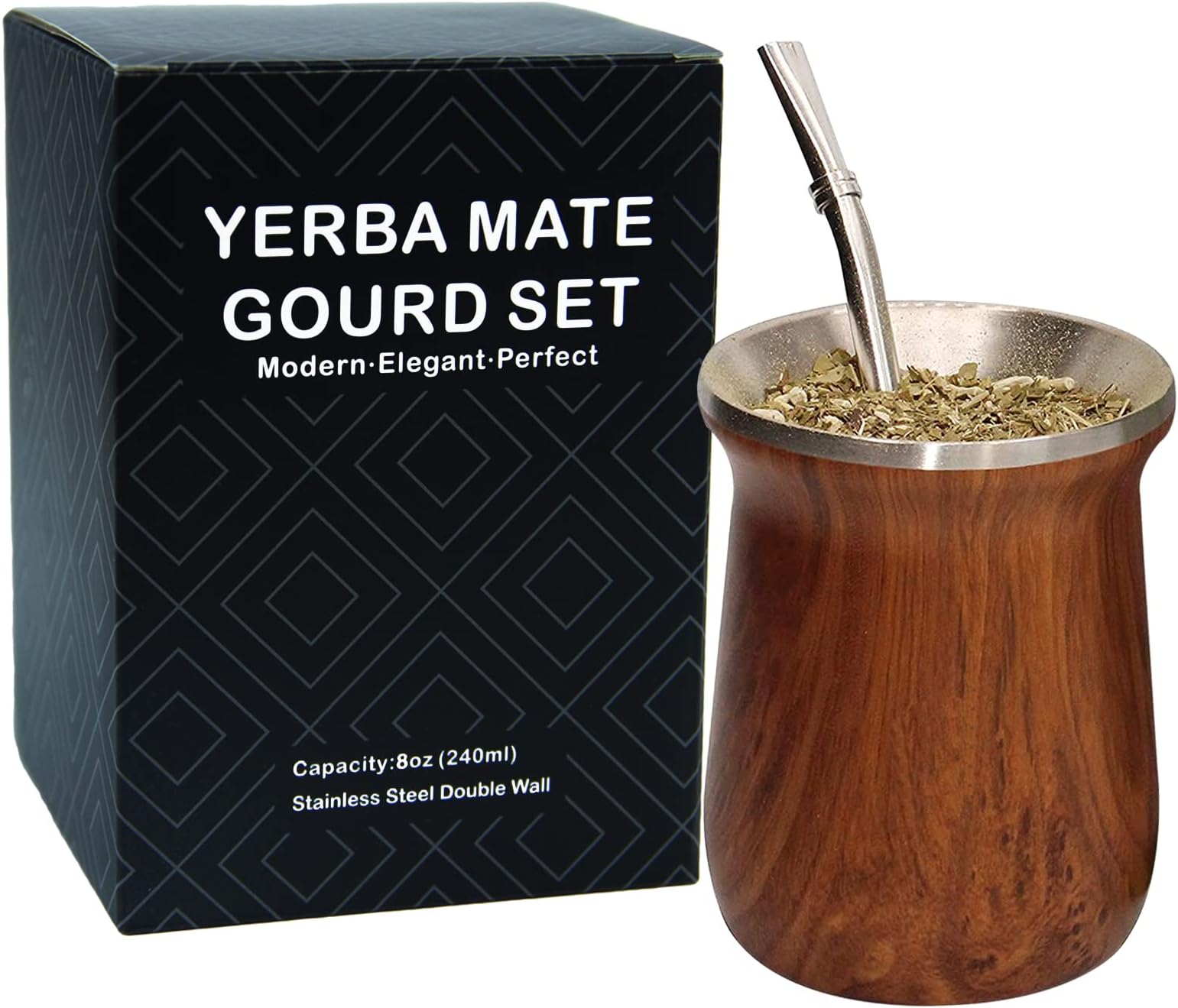 Amazon.com | Cididu Yerba Mate Cup and Bombilla Kit, 8 oz Yerba Mate ...