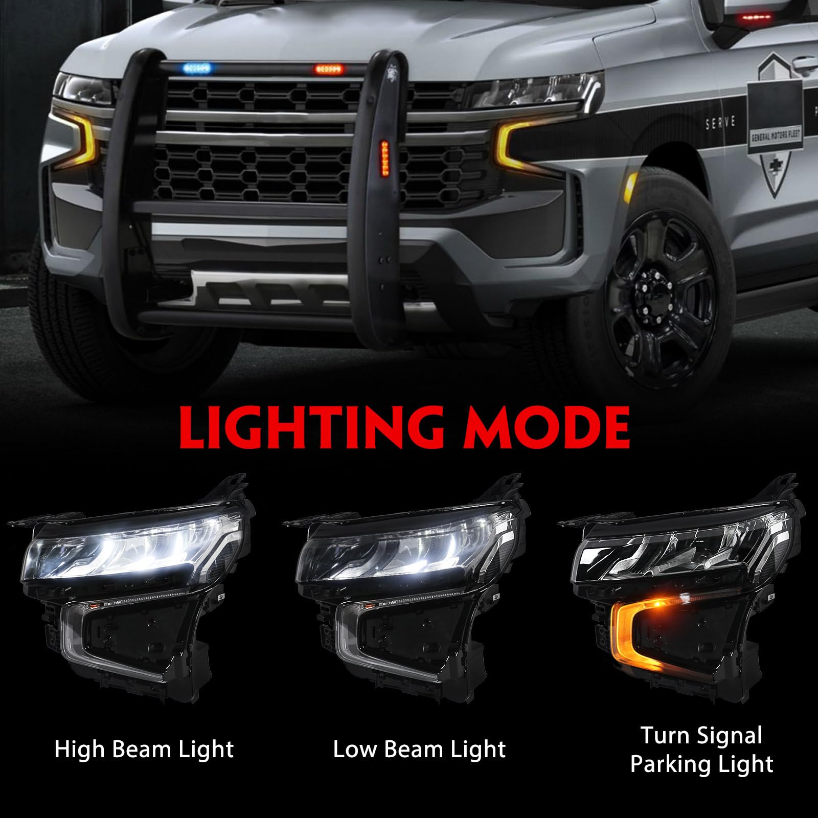 Snapklik.com : Huray Headlight Fit For Chevy Tahoe Police Edition