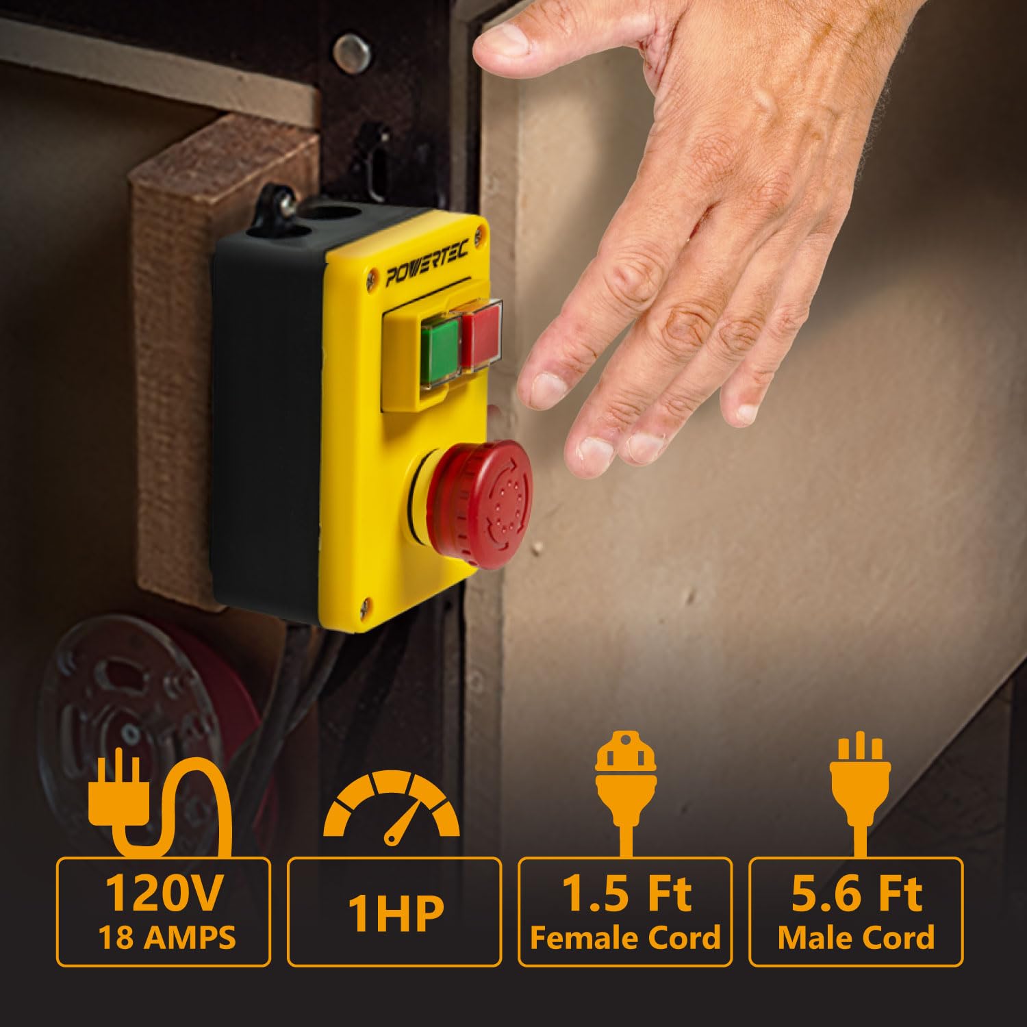 Snapklik.com : POWERTEC 120V, 18A Magnetic Switch W/ 5.5 Ft Power Cord ...
