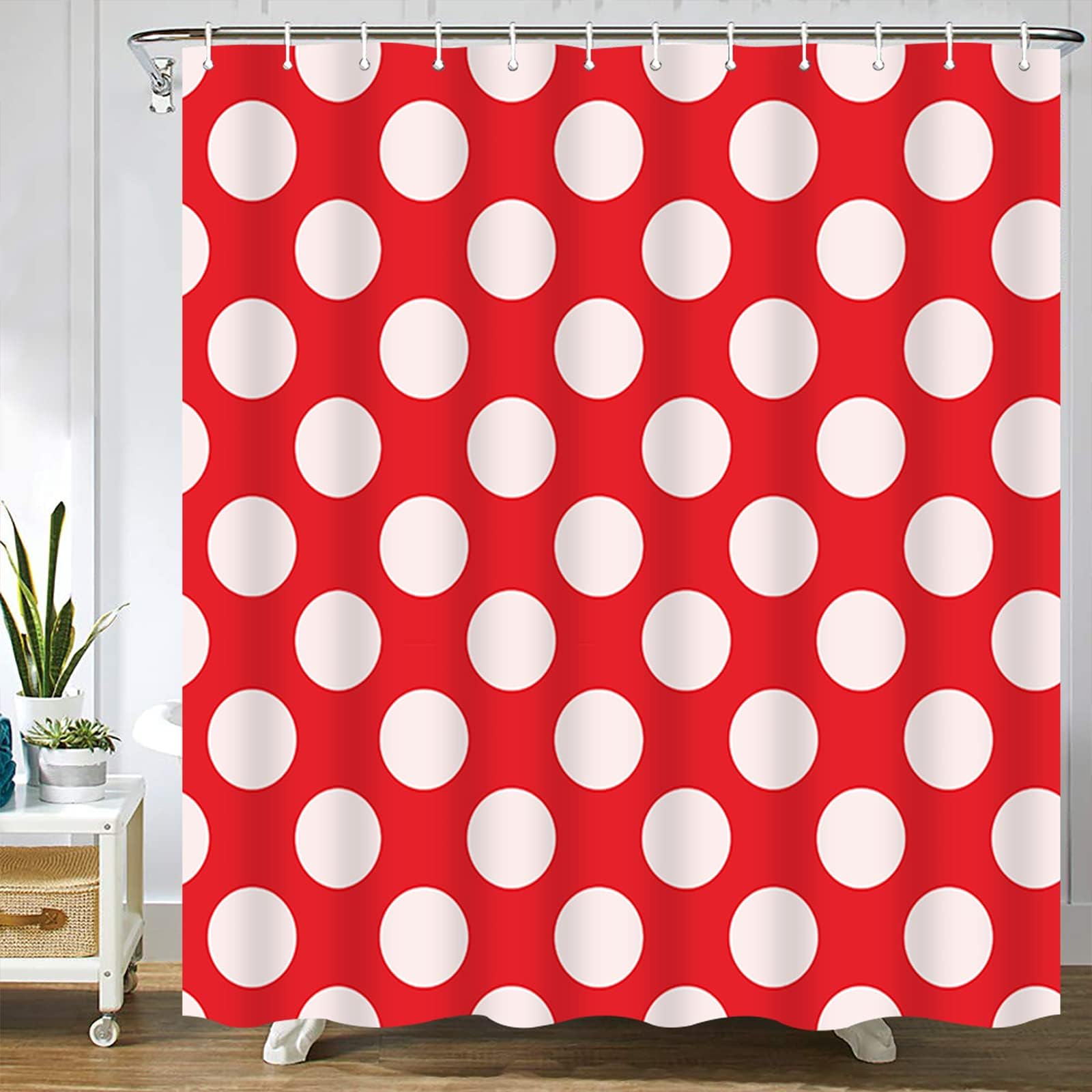 Amazon.com: Batmerry Pink Red Christmas Retro Decorative Shower Curtain ...